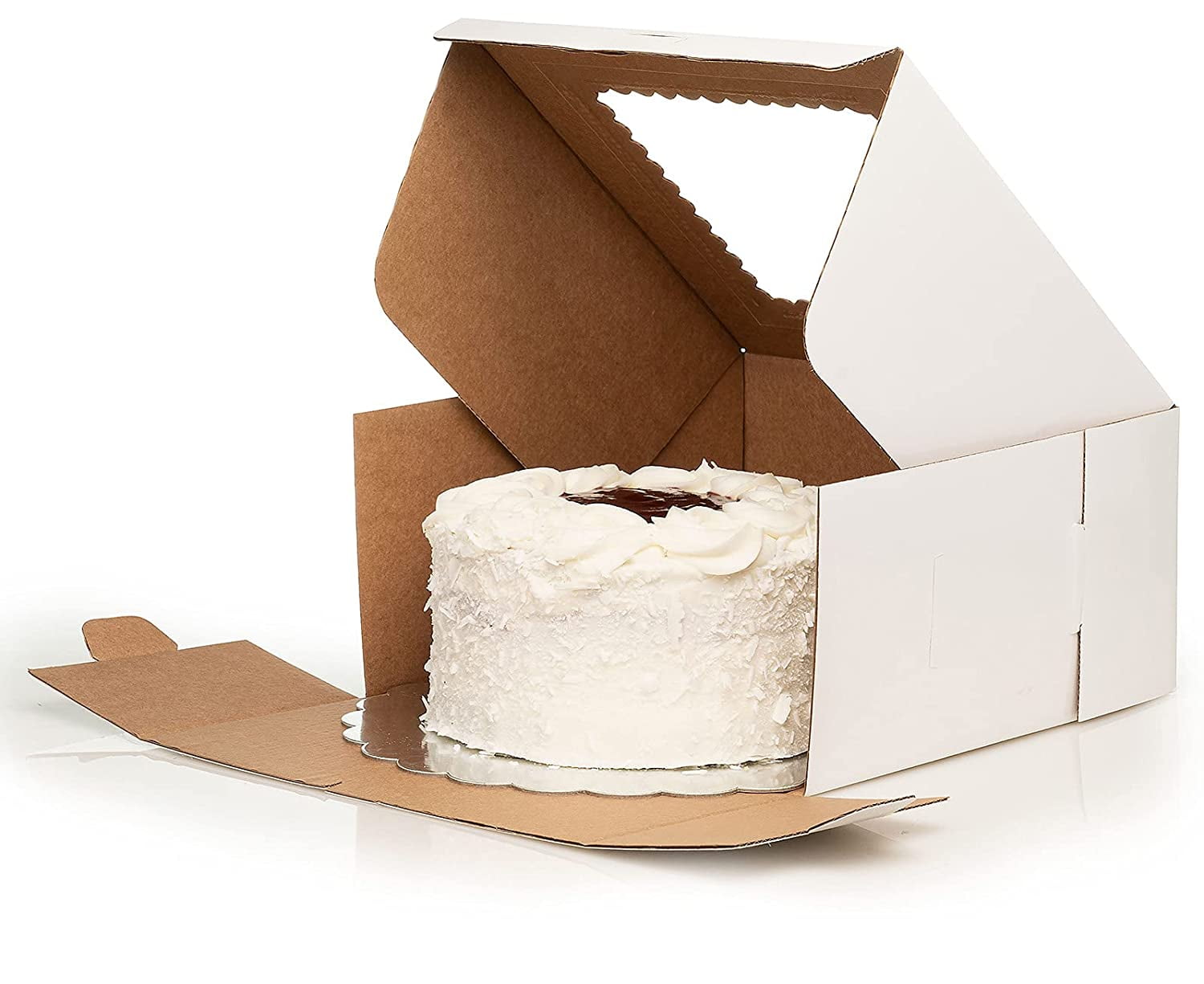 10" X 10" X 5" Corrugated Fiberboard Glossy White Cake Box with ...