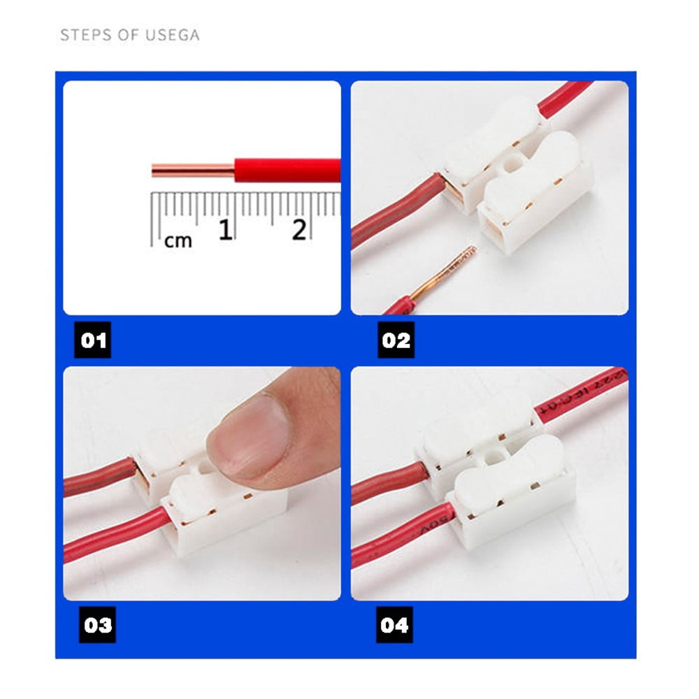 10 X 10A Quick Fix Spring Clamp Terminal Block Push-In Screwless Wire ...