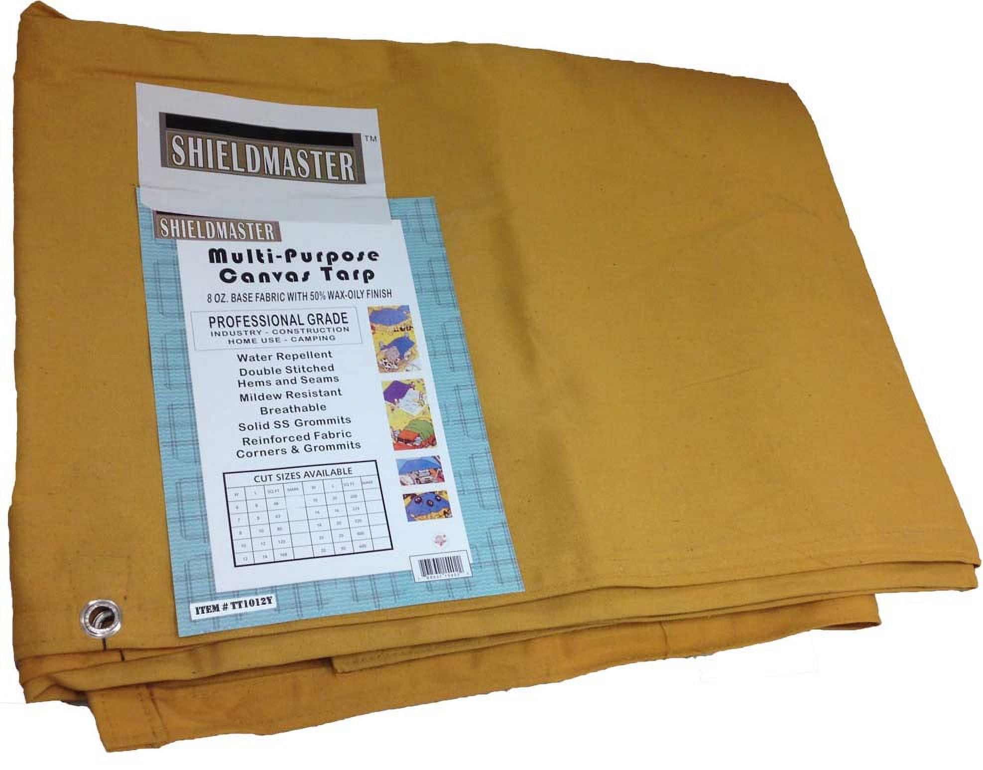 10 X 12 Foot Yellow Canvas Water Repellent Tarp (Shieldmaster: TT-51213 ...