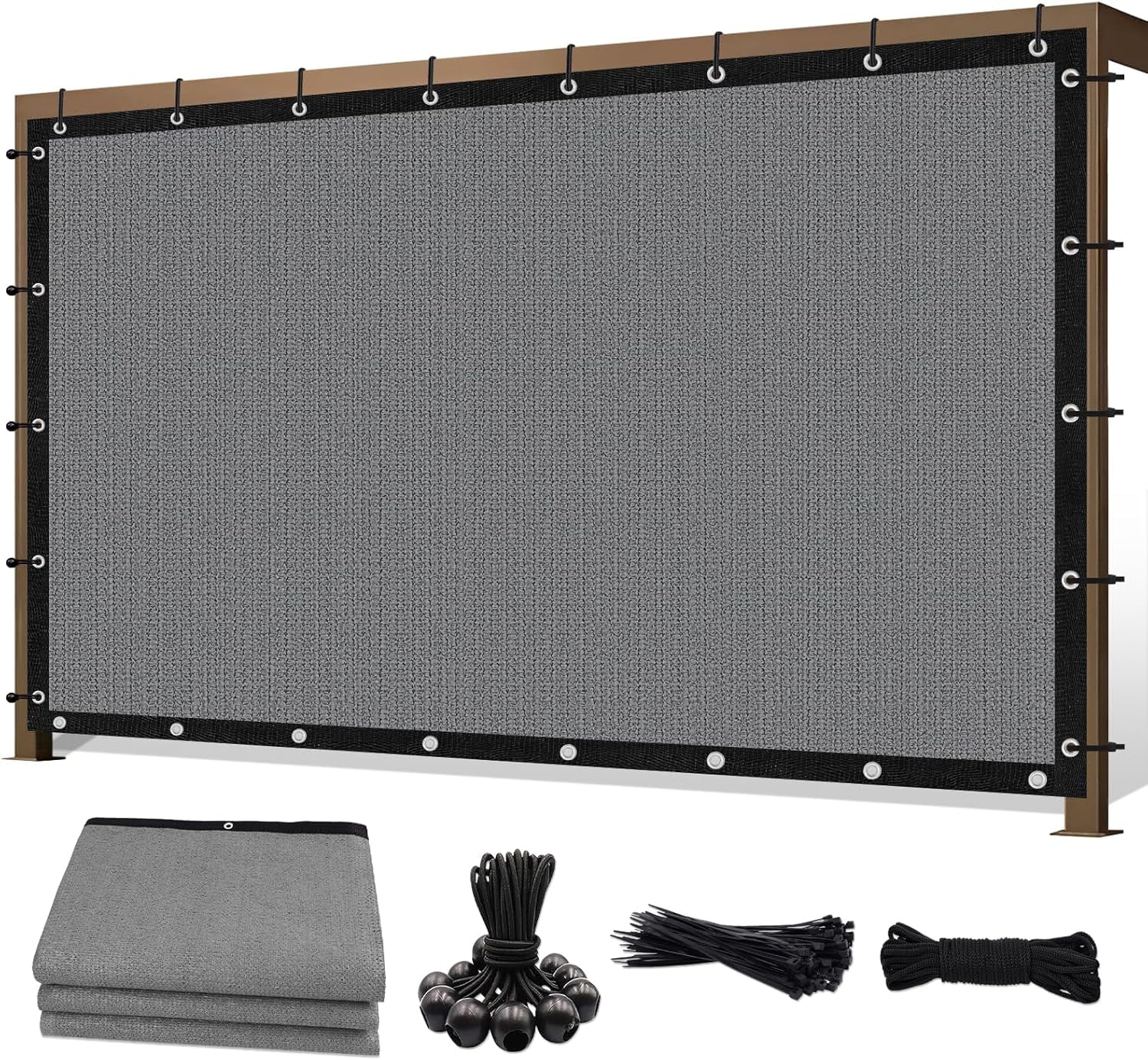 10'X 20' 90% Sun Shade Cloth Outdoor Patio Light Grey Pergola Shades ...