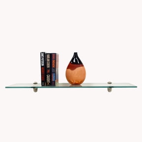 6" X 30" Crane Floating Glass Shelves - 2 Brackets Included with Each ...