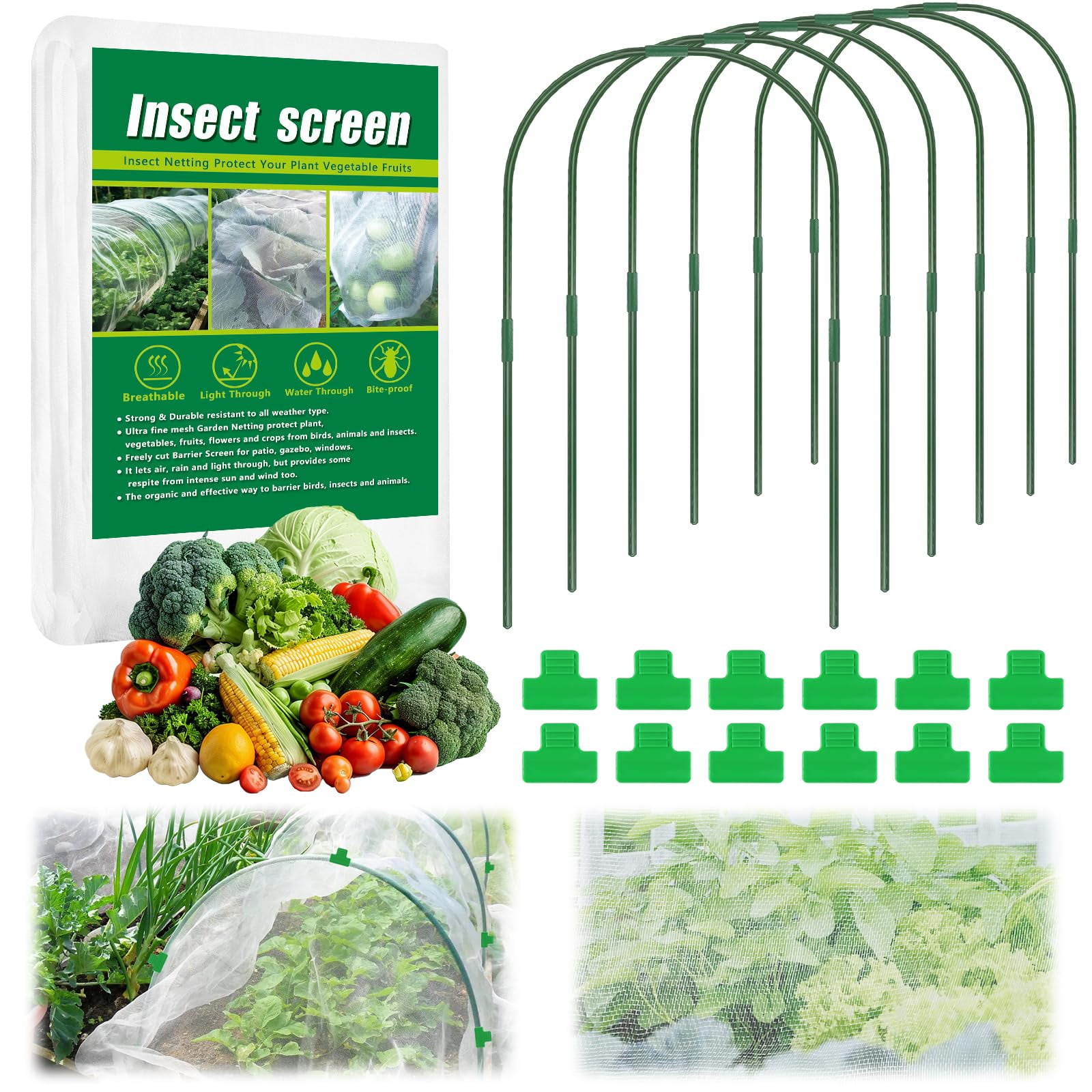 10 X 33 FT Garden Mesh Netting Kit Barrier for Raised Beds, Fruit Tree ...