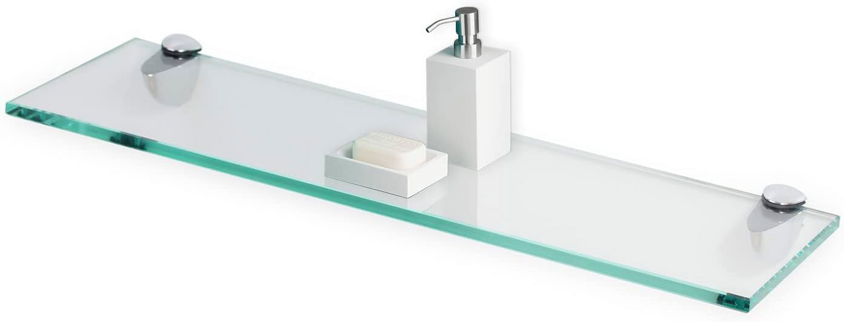 10" X 48" Rectangle Floating Shelf with Chrome Brackets Glass Shelves ...