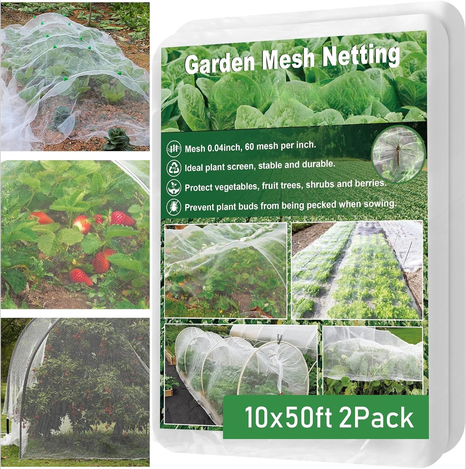 10 X 50FT Garden Mesh Netting Barrier,Fruit Tree Plant Netting for ...