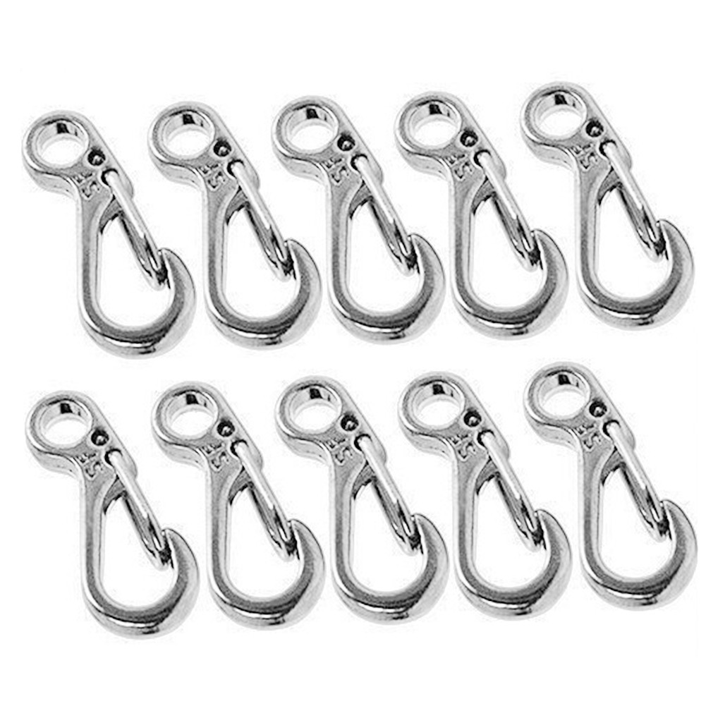 10 X EDC Mini Stainless Steel Key Buckle Snap Spring Clip Hook ...