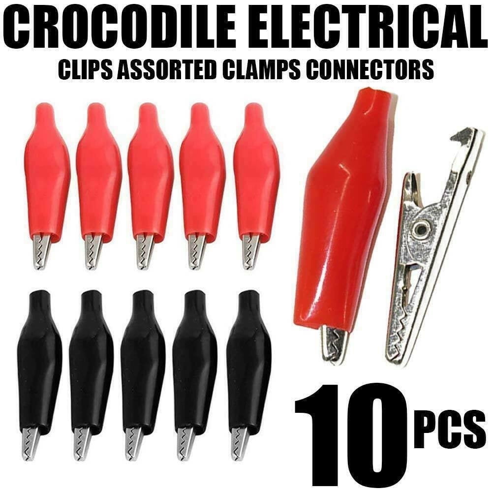 10 X Insulated Crocodile Clips Electrical Battery Connectors 5A for ...