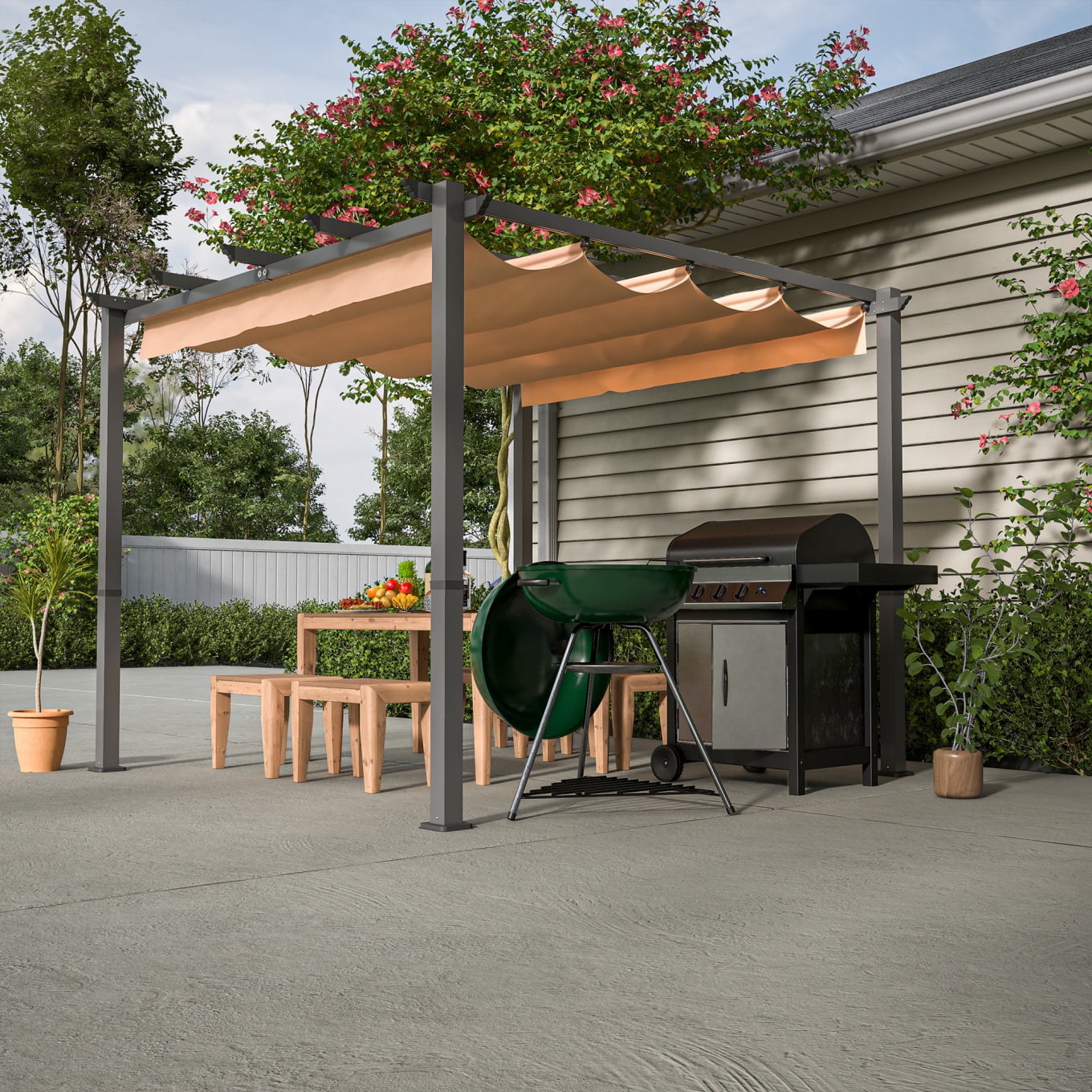 10' X 10' Outdoor Pergola, Aluminum Patio Pergola with Metal Post ...