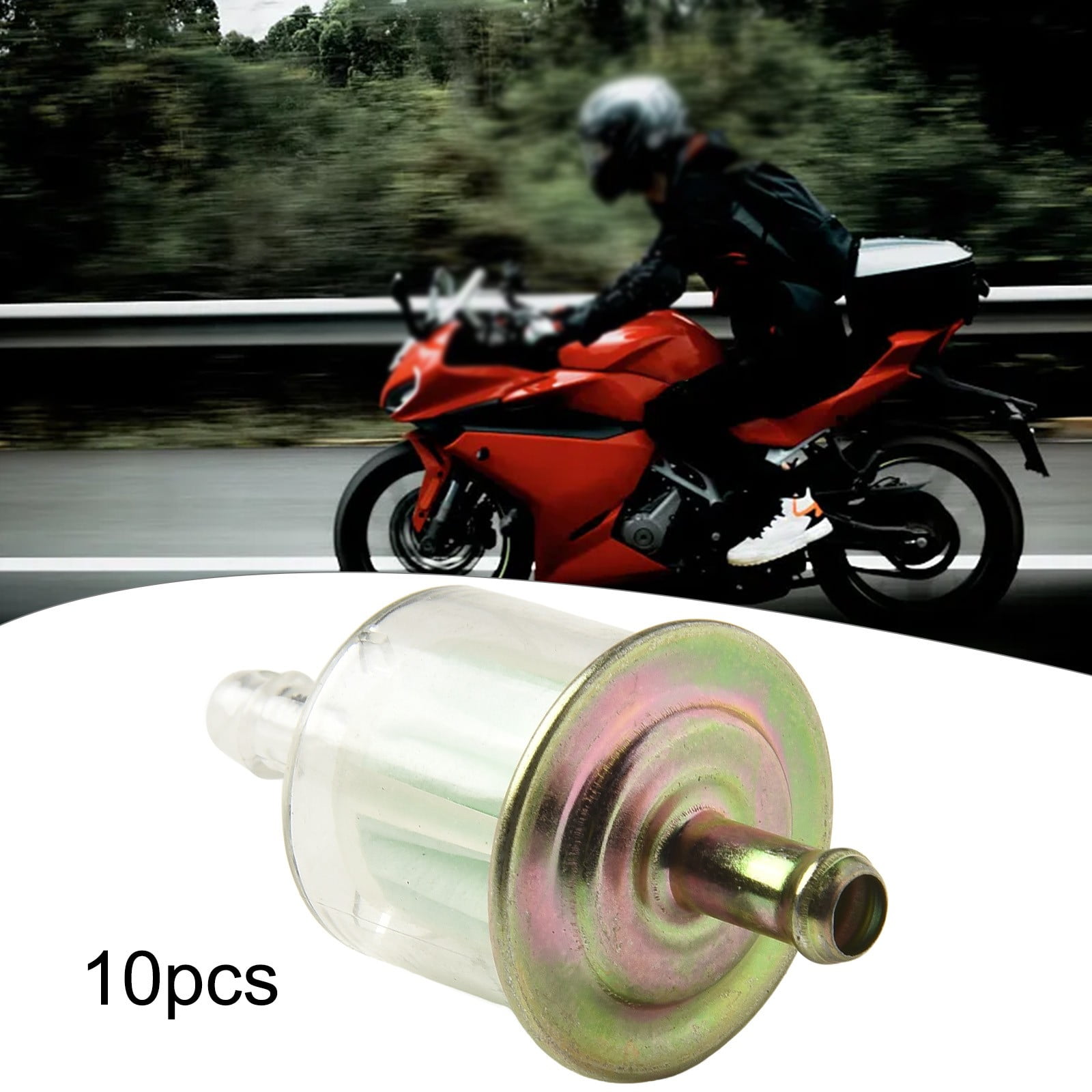 10 X Petrol Inline Fuel Filter Large Car Part Fit 6 Mm And 8 Mm Pipes ...