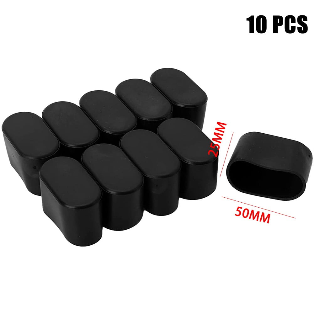 10 X Rubber Chair Leg Cap Oval Covers Furniture Table Feet Floor ...