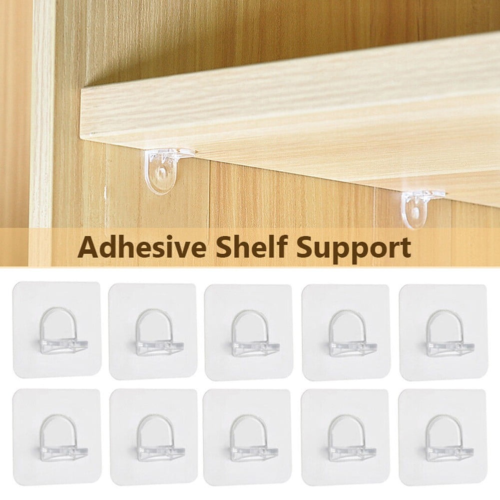10 x Shelf Support Adhesive Pegs Plastic Cabinet Shelf Support Clips ...