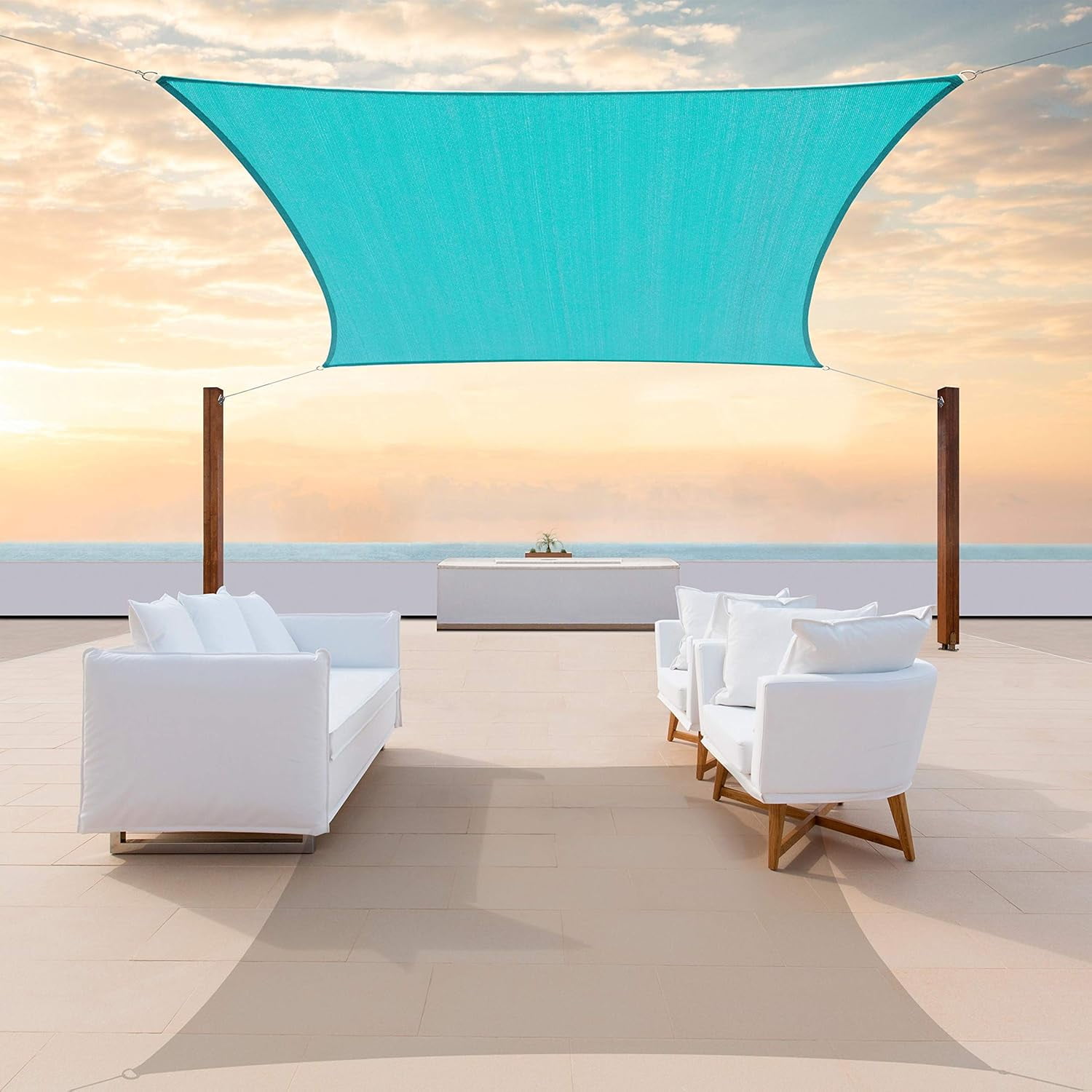 10' X 10' Turquoise Sun Shade Sail Rectangle CTSLR10 - Canopy Mesh ...