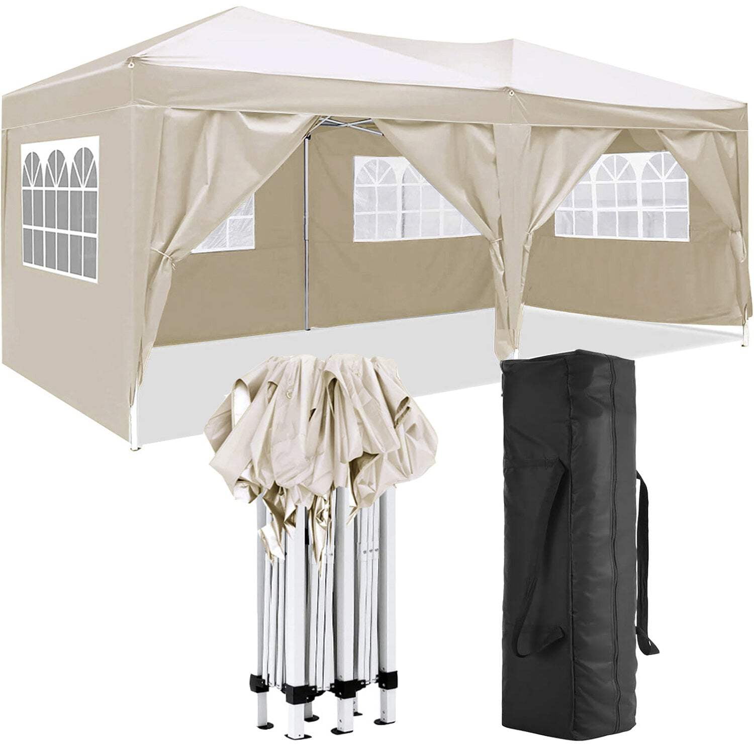 10'X20' Folding Canopy With 6 Removable Sidewalls Outdoor Event Shelter ...