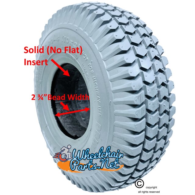 10"X3" (3.004 / 260*85) GREY COLOR, KNOBBY TREAD, FOAM FILL TIRE. FITS ...