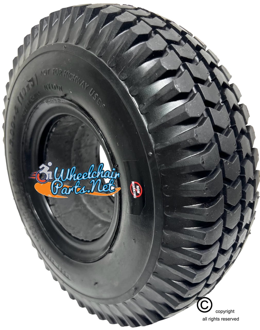 10"X3" (3.004 / 260*85) KNOBBY TREAD, FOAM FILL TIRE. FITS ON SPLIT ...