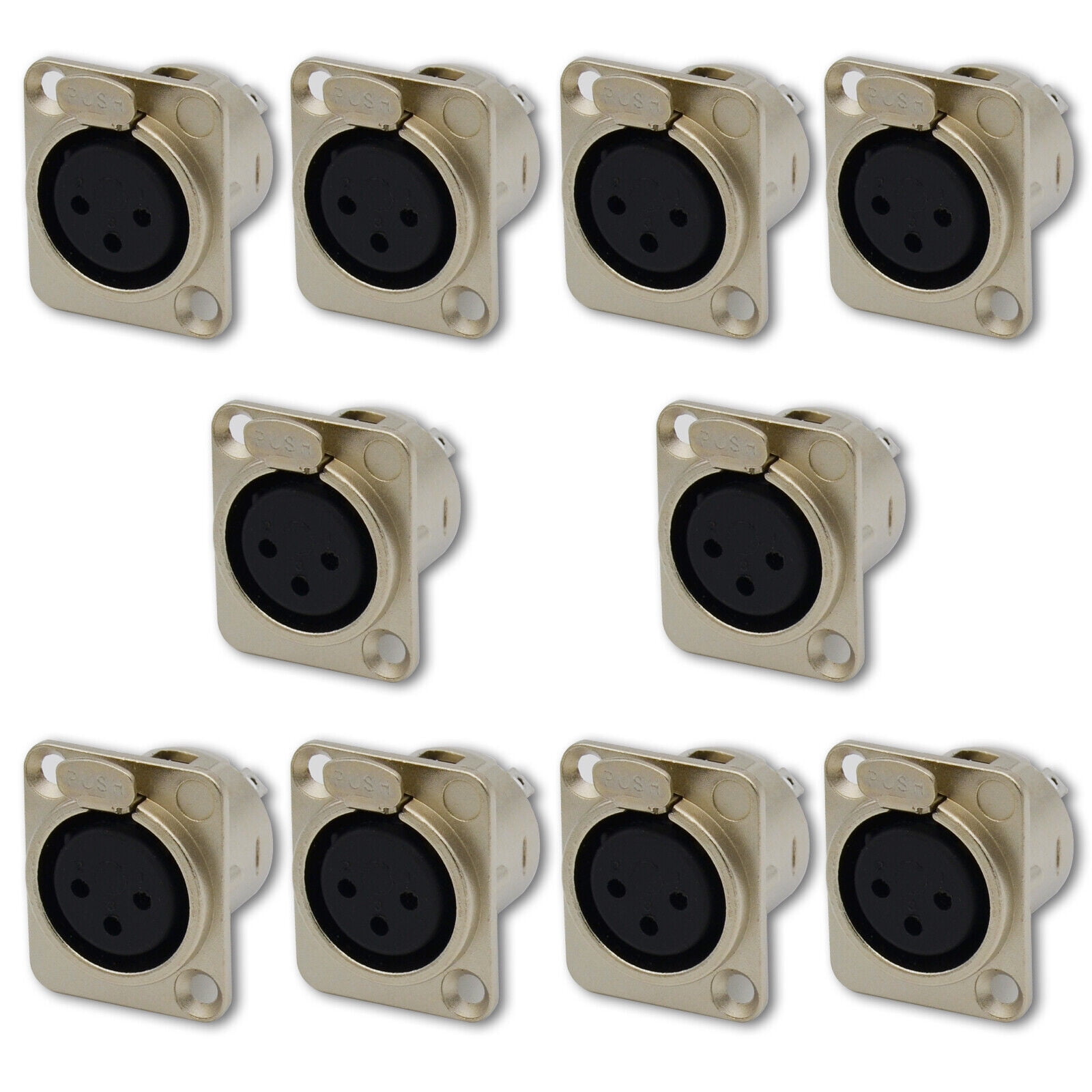 10,XLR 3-Pin Female Metal Panel Mount Chassis Microphone Jack Audio ...
