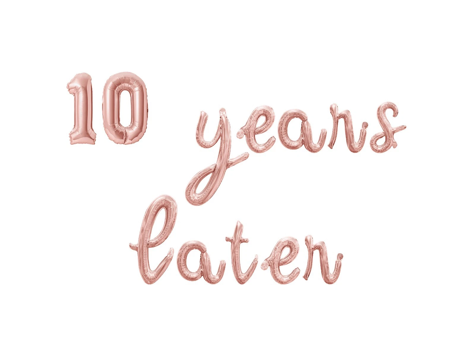 10 YEARS LATER Cursive Letter Balloon Banner - 10th Anniversary Party ...