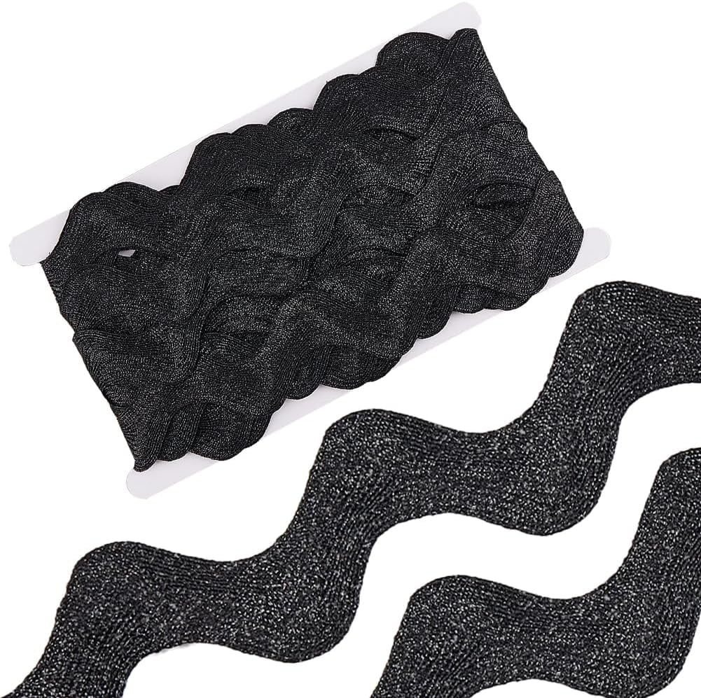 10 Yard 1.58 Inch Metallic Black Rick Rack Trim for Sewing Jumbo RIC ...