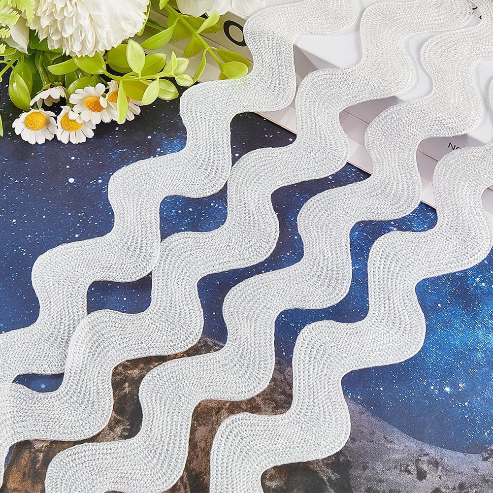 10 Yard 1.58 Inch Metallic White Rick Rack Trim RIC Rac Ribbon Jumbo ...