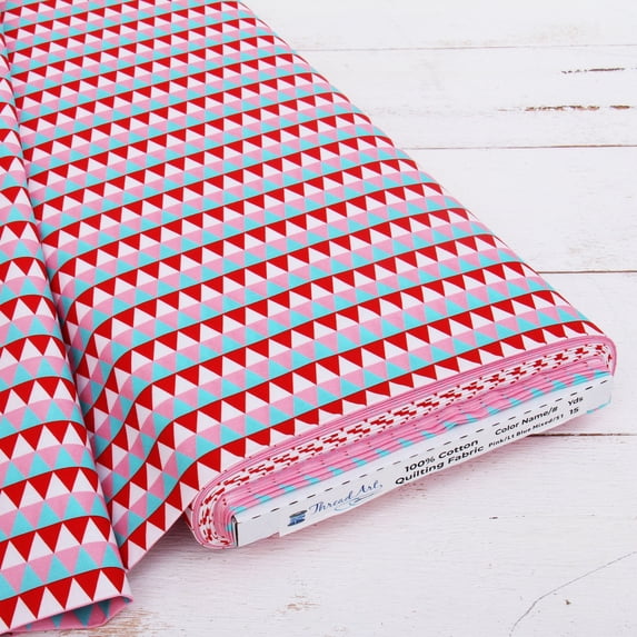 10 Yard Cut Premium Cotton Quilting Fabric - Hot Pink Light Blue ...