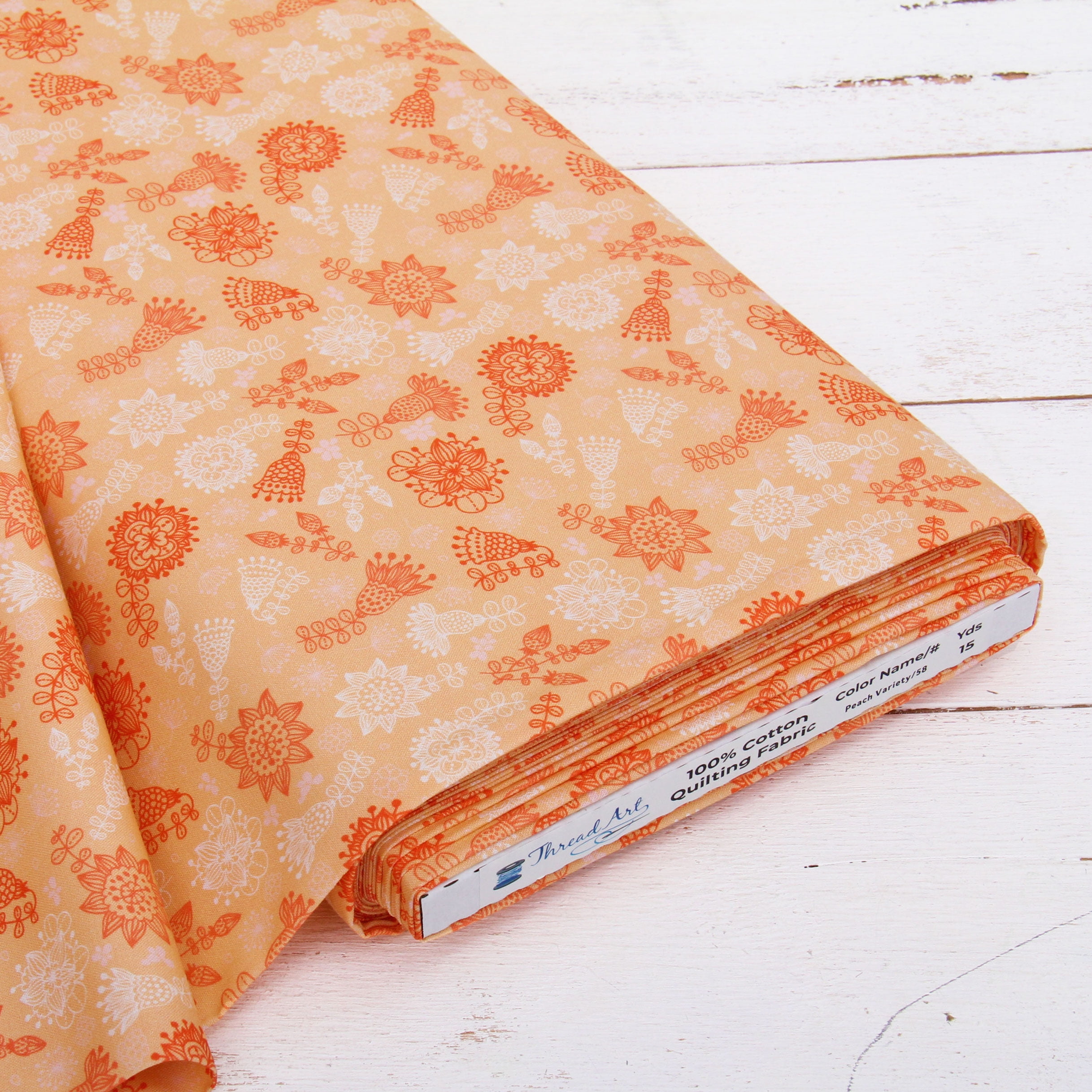 10 Yard Cut Premium Cotton Quilting Fabric - Peach Pattern - 44" Width ...