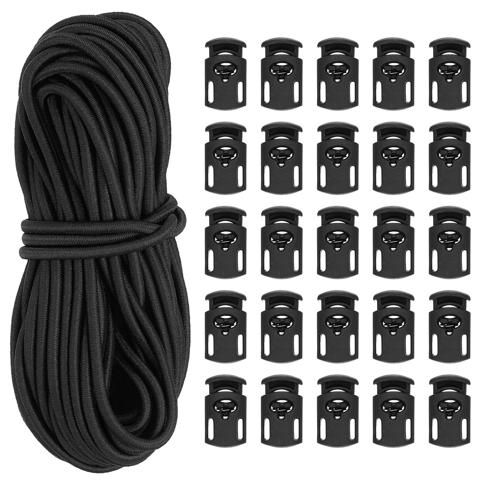 10 Yard Elastic Bungee Cord & Single Hole Cord Lock, Plastic Oval ...