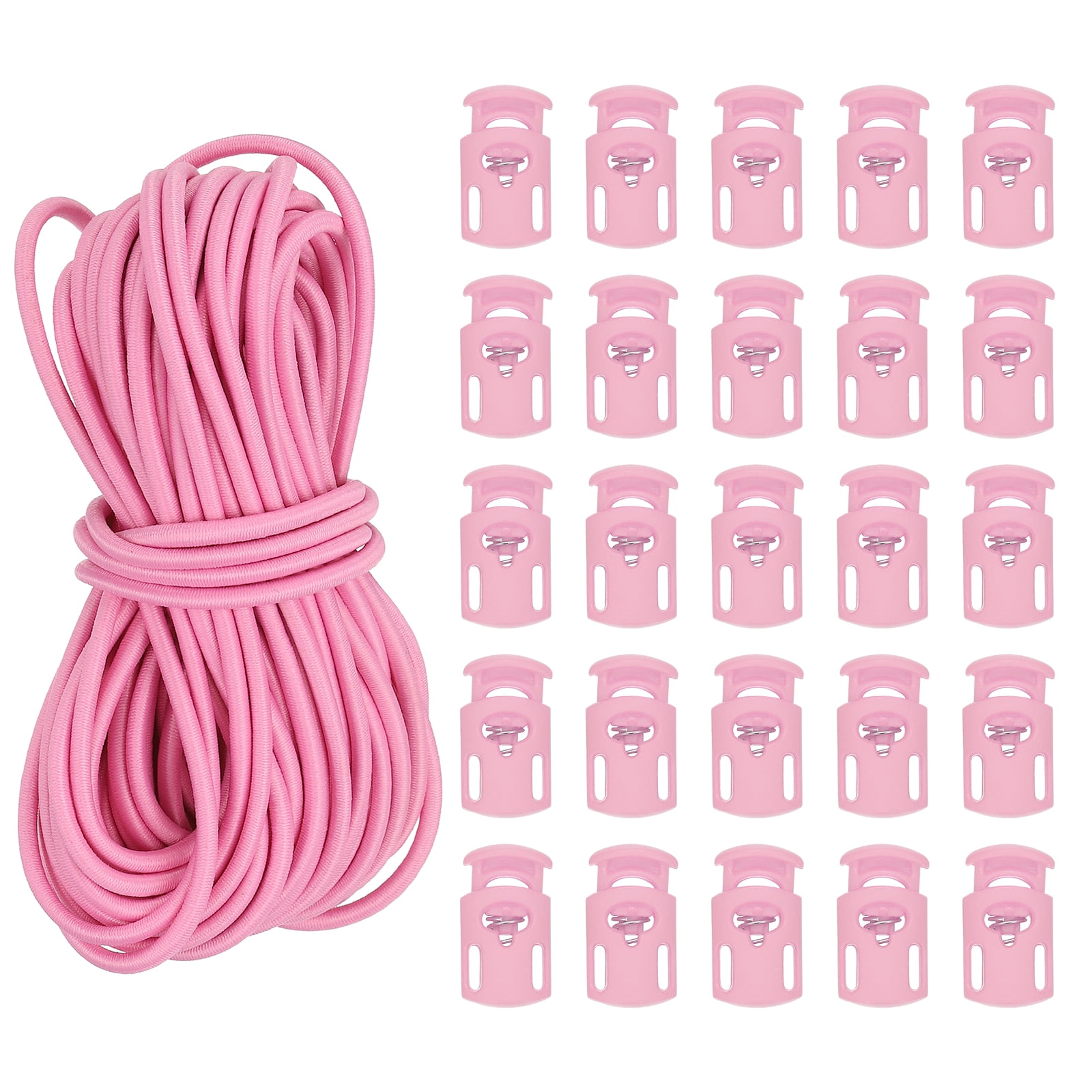 Uxcell 1Pcs 10 Yard Elastic Bungee Cord & 25 Pcs Single Hole Cord Lock ...