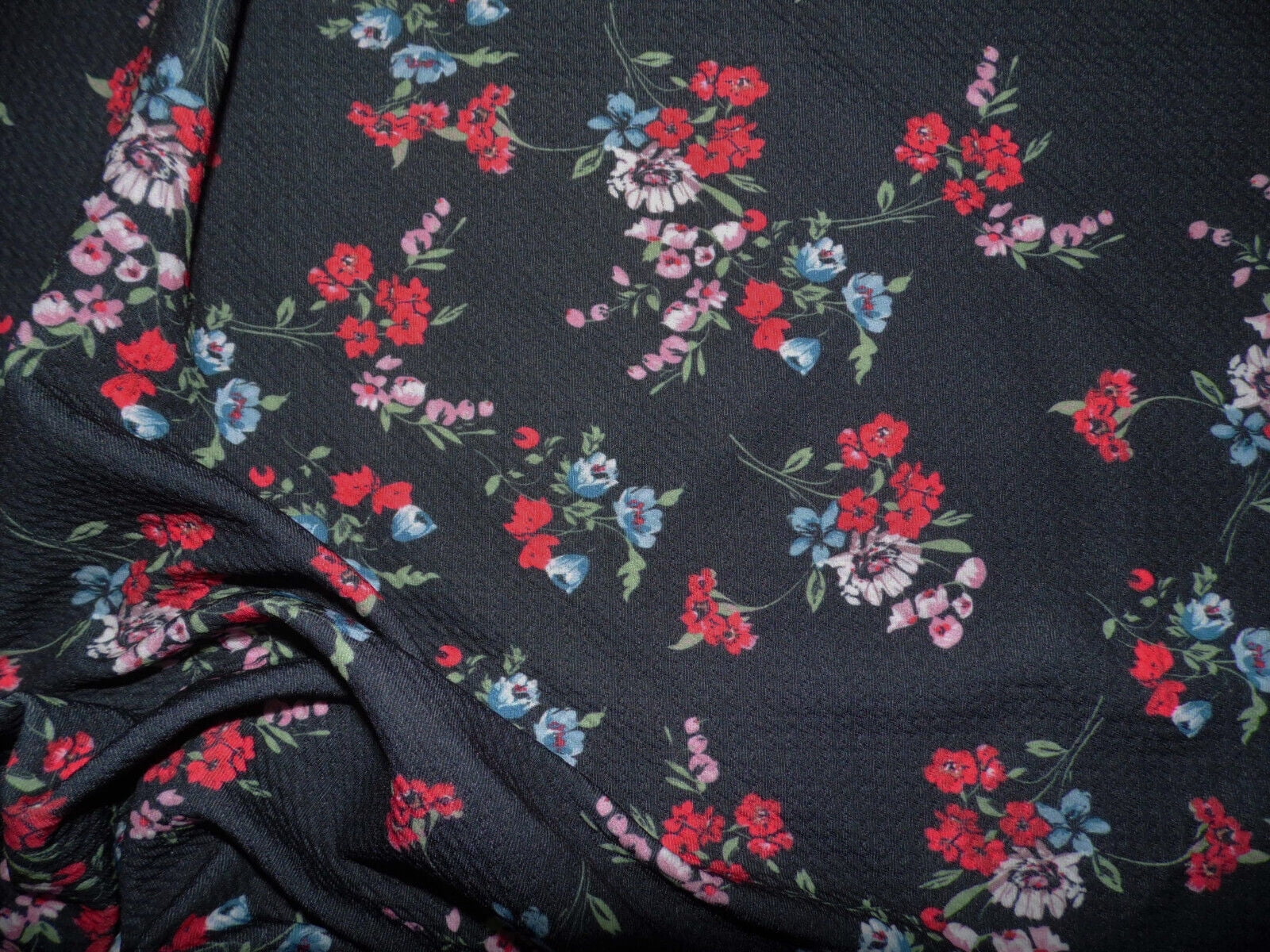 10 Yard Lot Bullet Printed Liverpool Textured Fabric Stretch Black Red Blue Green Floral O36 ...