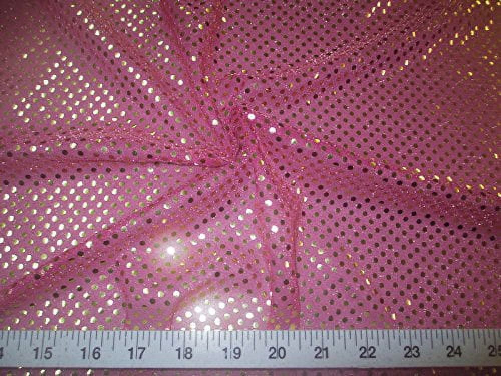 10 Yard Lot Fabric Stretch Glitter Mesh Sequin Dots Magenta Pink and ...