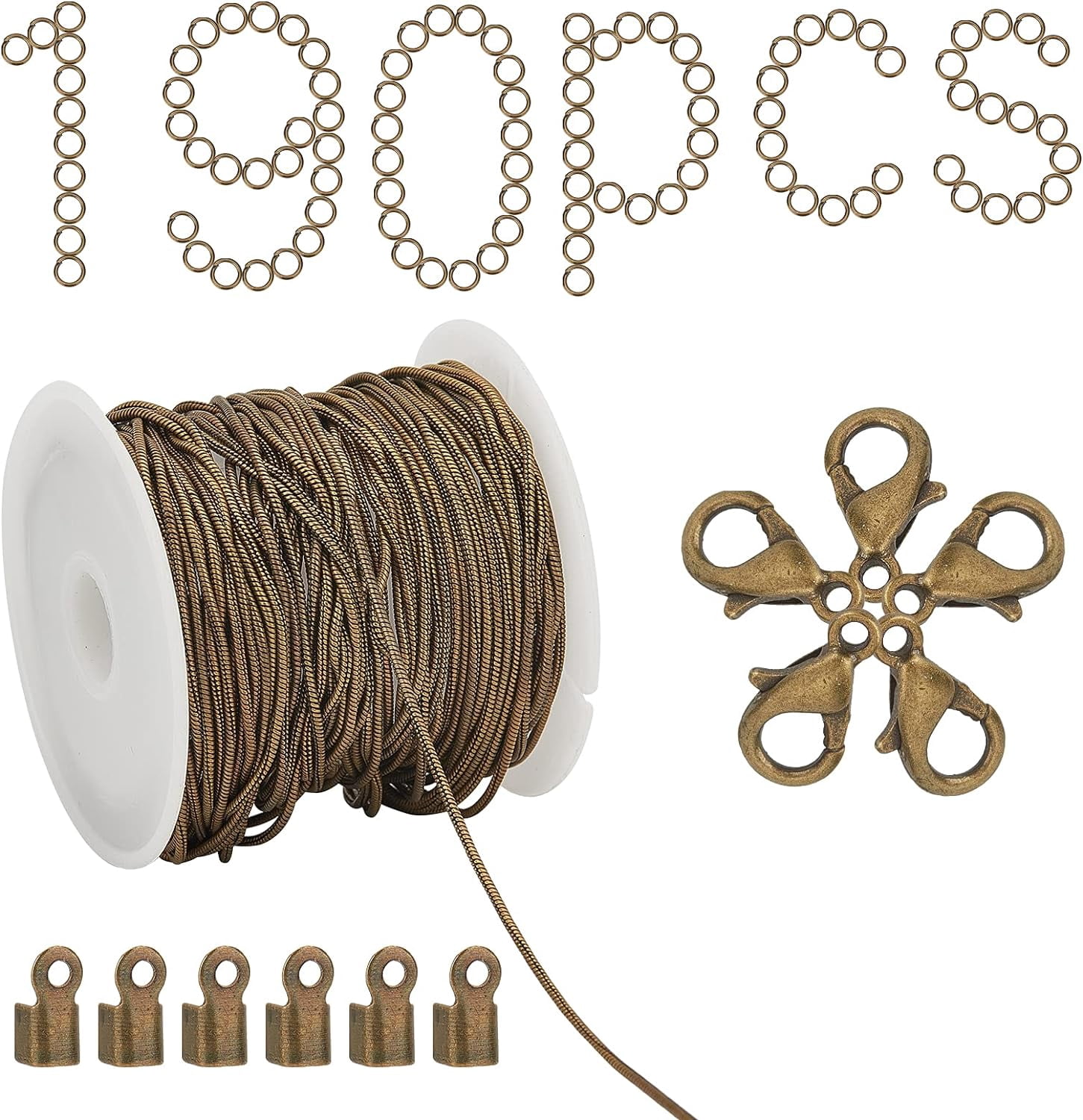 10 Yard Necklace Chains Jewelry Making Kit Round Snake Bronze Cable ...