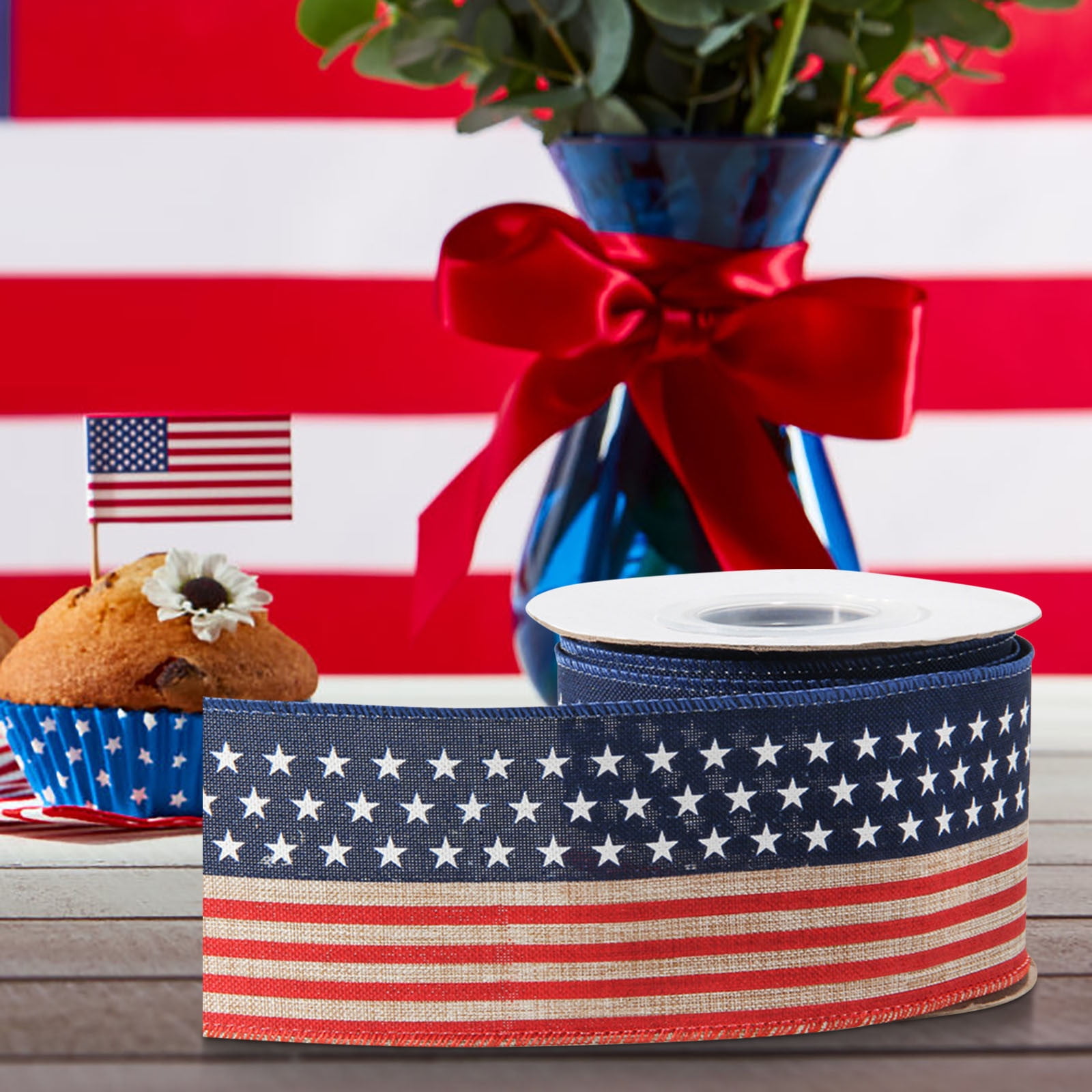 10-Yard Patriotic Ribbon for Gift Wrapping, July 4th Decorations ...