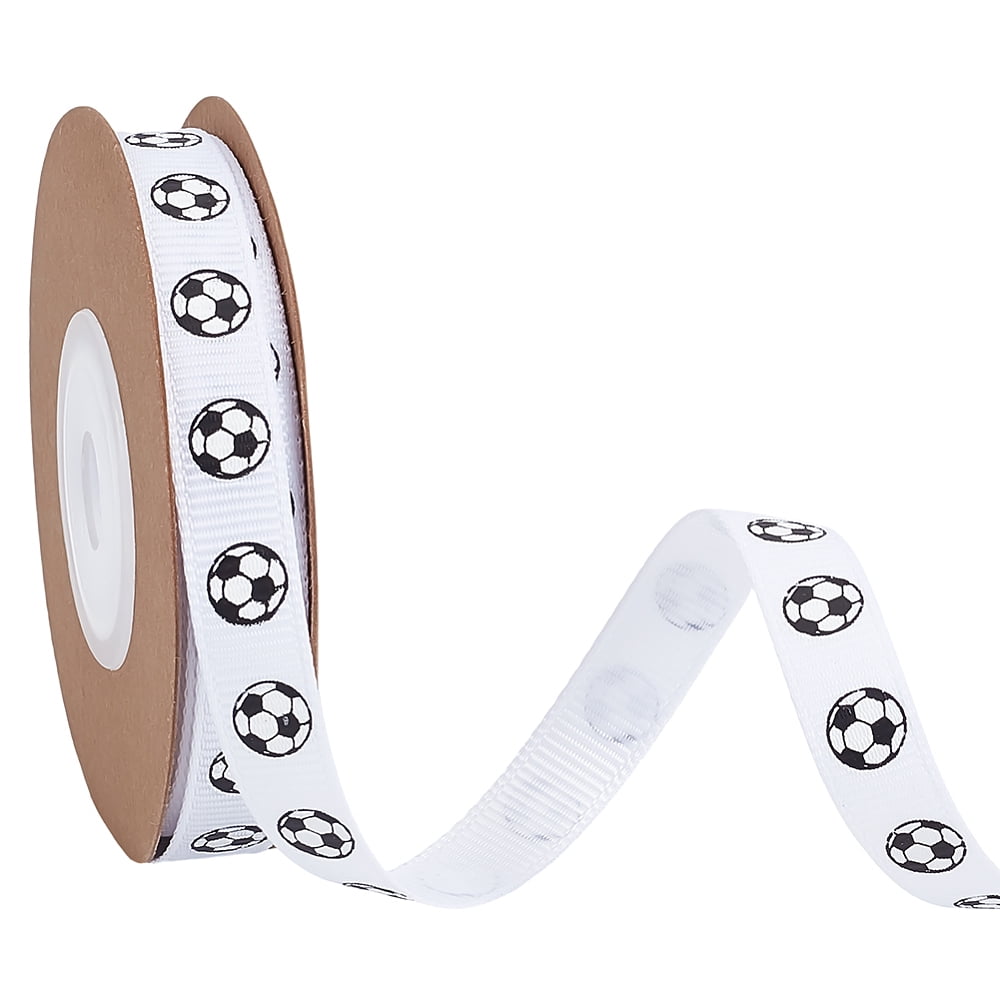 10 Yards 0.38 Inch White Football Pattern Ribbon Sports Print Cheerful ...