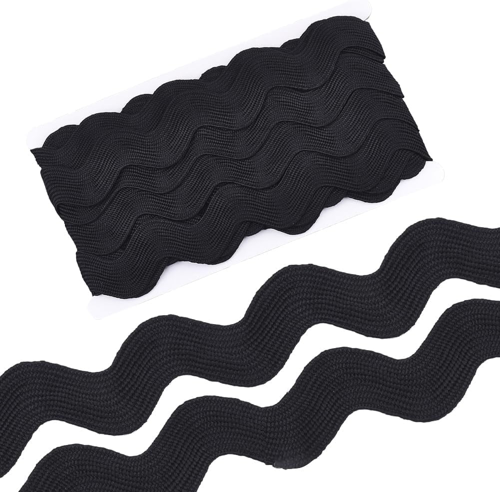 10 Yards 1.57 Inch/ 40mm Black Ric Rac Trim Ribbon Wave Sewing Bending ...
