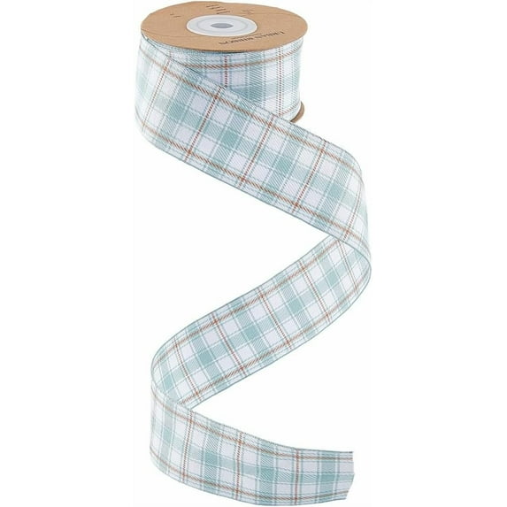 10 Yards 1.57 Inch Light Blue Plaid Ribbon Spring Polyester Summer ...