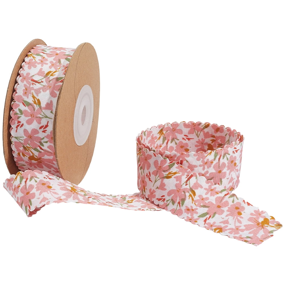 10 Yards 1 Inch Pink Flower Print Ribbon Vintage Spring Summer Themed ...