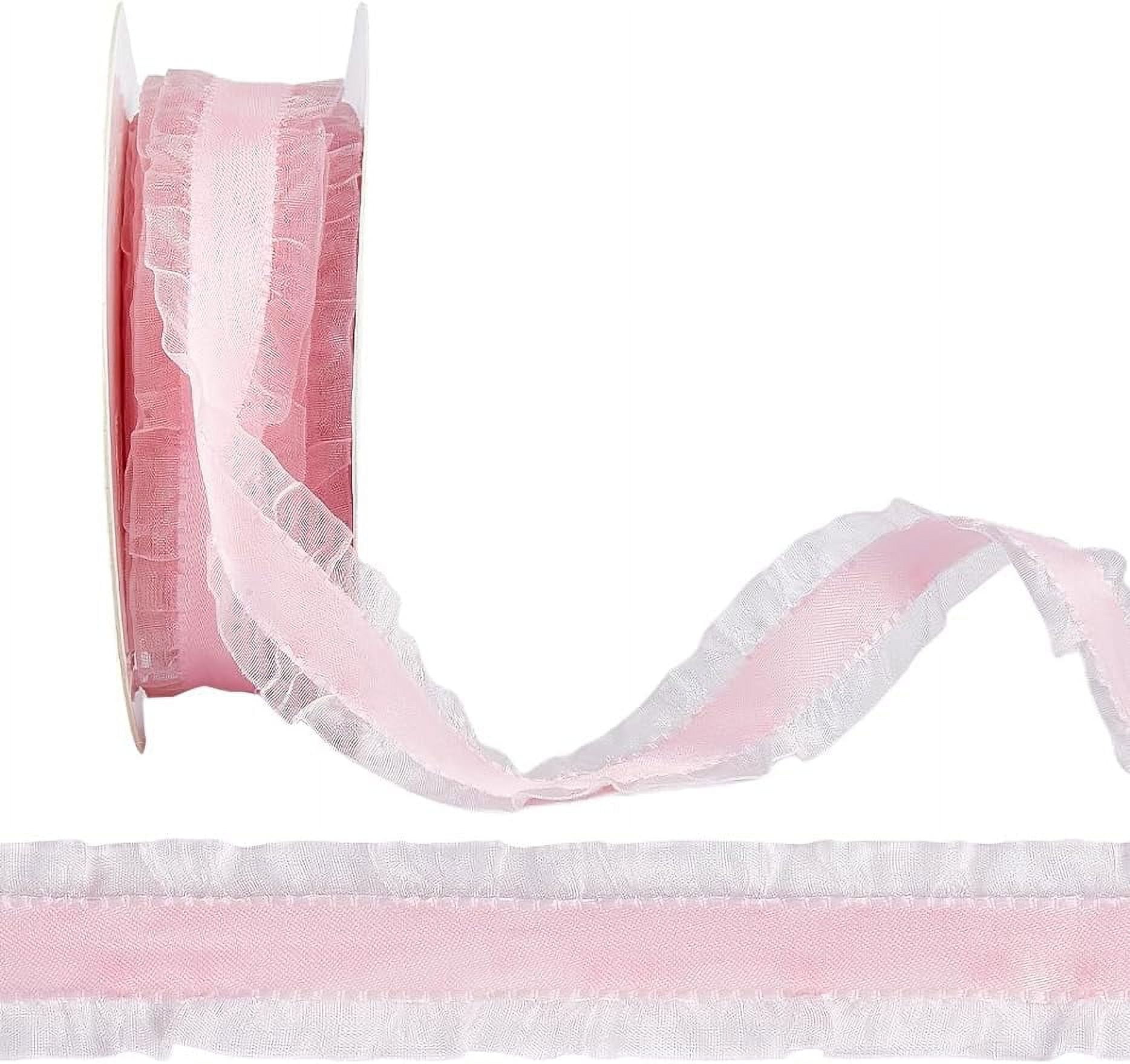 10 Yards 1 Inch Wide Double Face Gathered Ruffle Chiffon Ribbon Organza ...