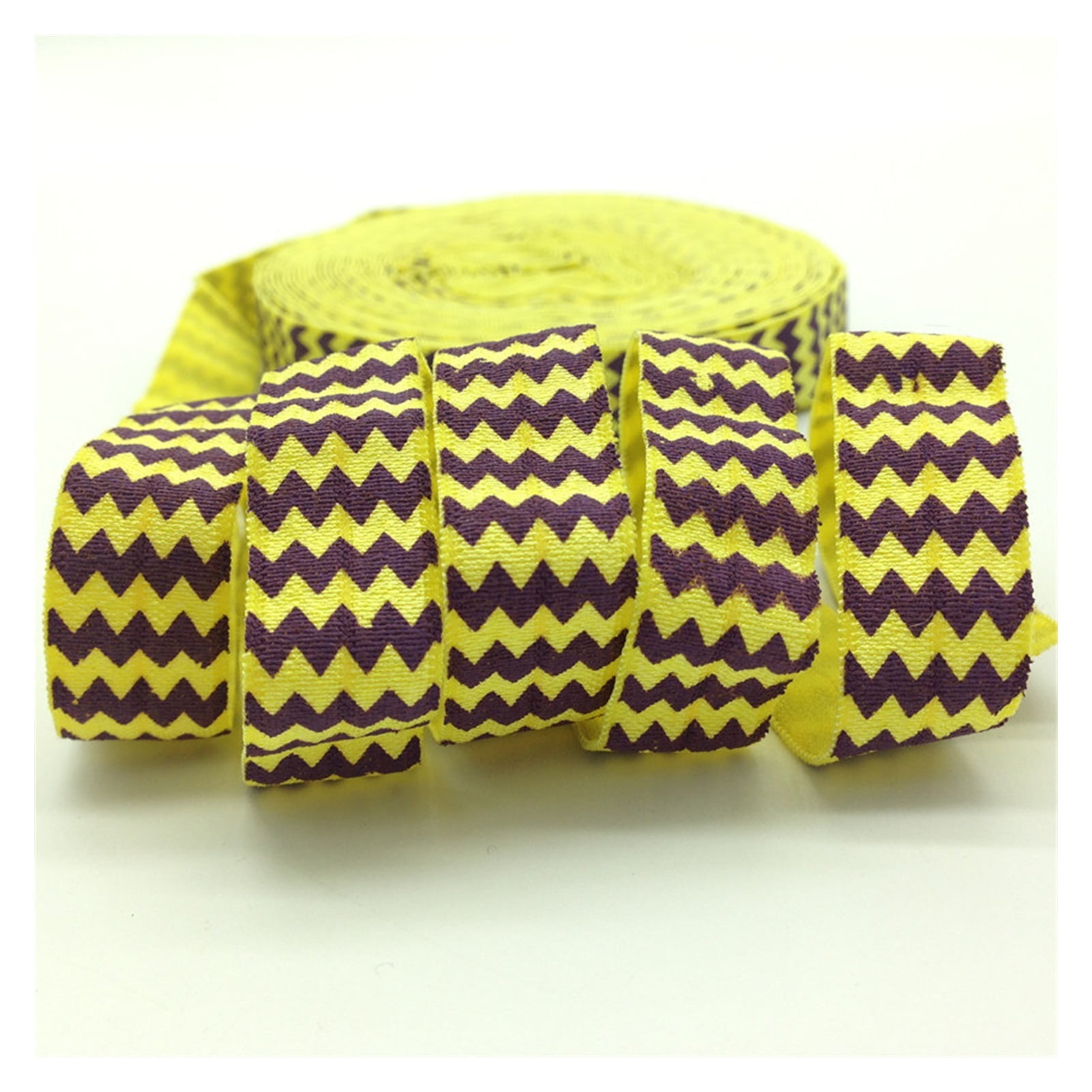 10 Yards 16mm Chevron Print Fold Over Elastic FOE Ripple Ribbon Webbing ...