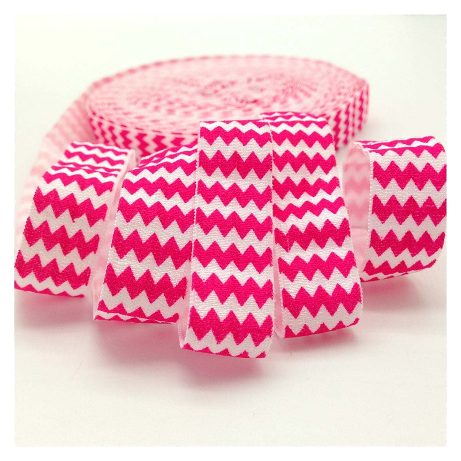 10 Yards 16mm Chevron Print Fold Over Elastic FOE Ripple Ribbon Webbing ...