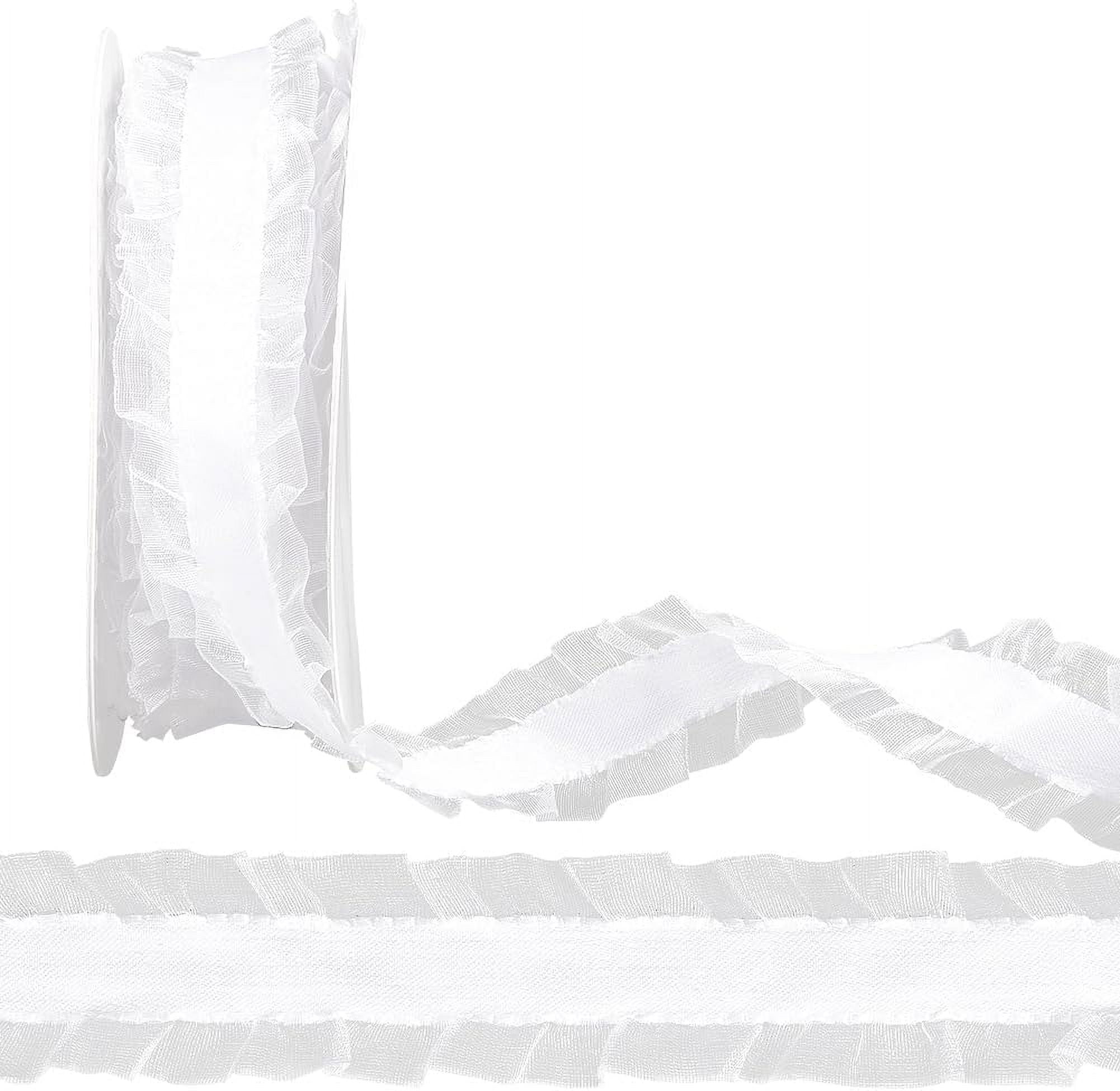 10Yards 2.5cm Wide Double Ruffle Trim Organza Ruffled Lace Edge Ribbon ...