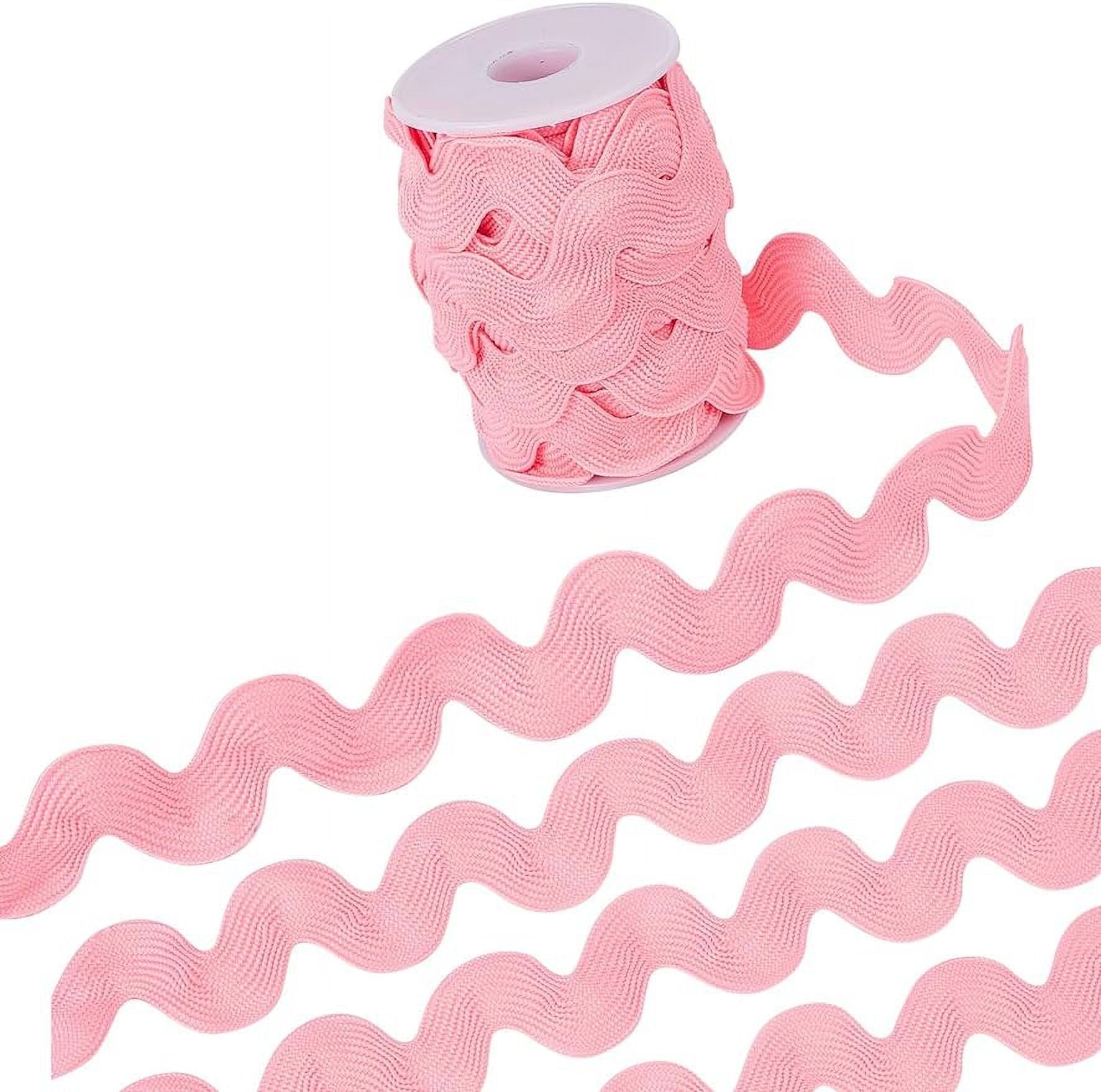 10 Yards 20mm Pink Polyester Rick Rack Wave Bending Fringe Trim Woven ...