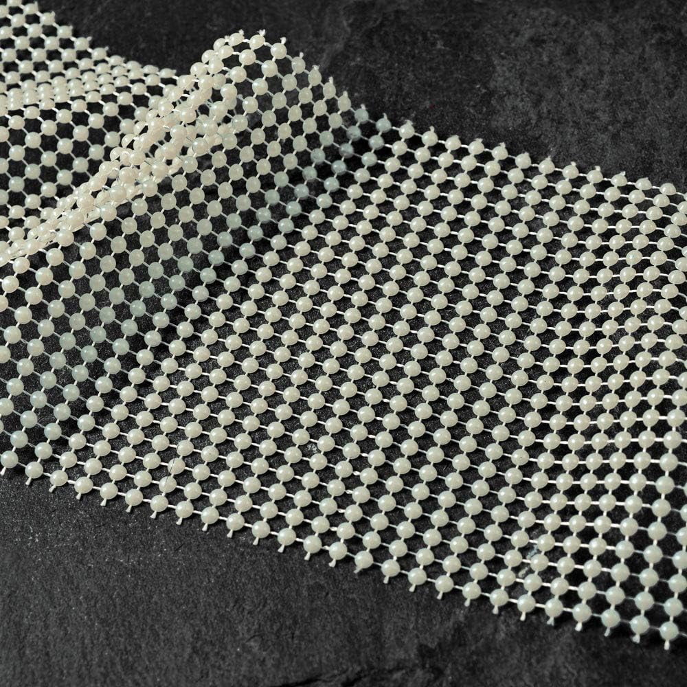 10 Yards 24 row 4mm Faux pearl mesh lace , Pearl Beaded Mesh Wrap Roll ...