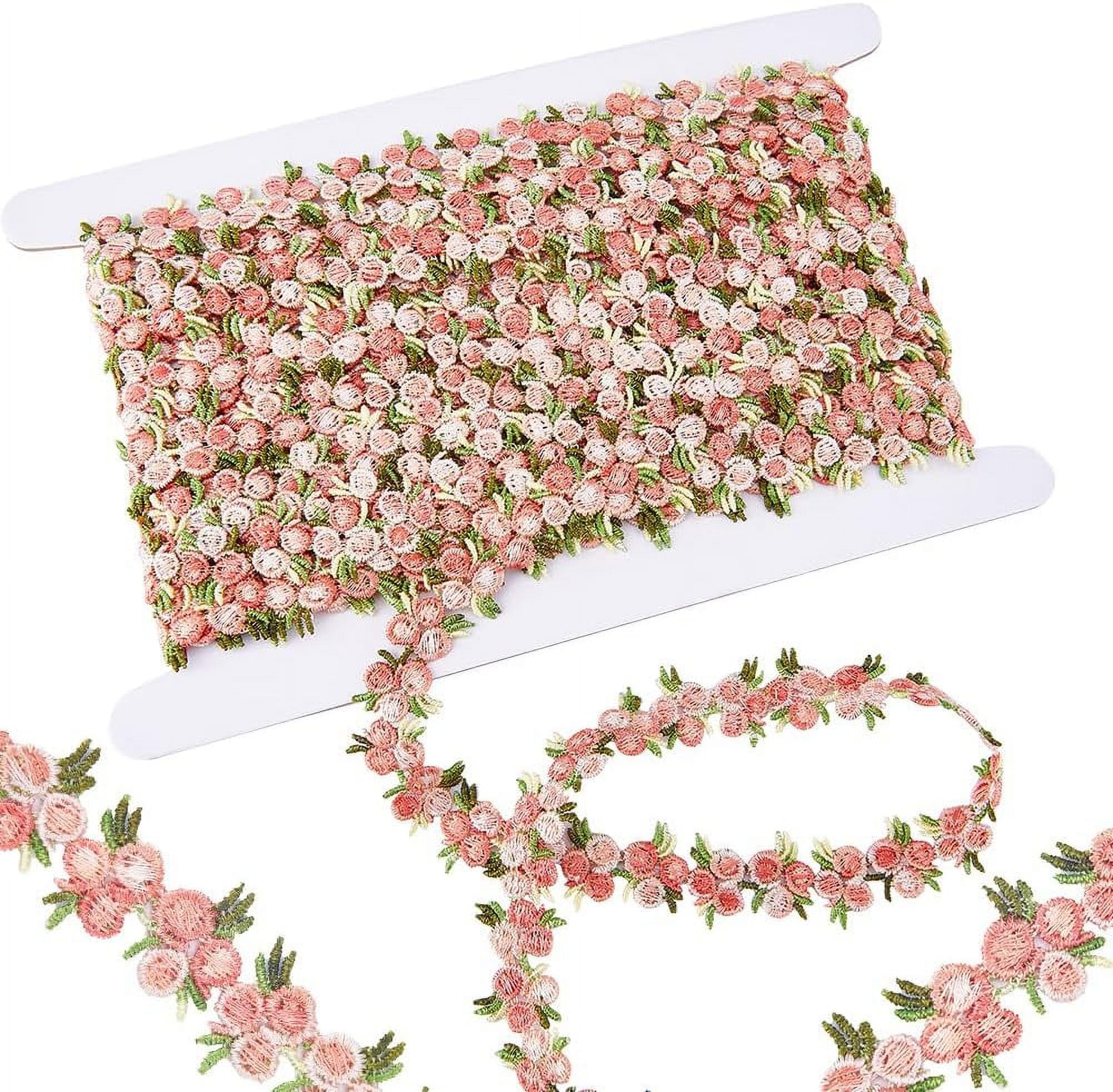 10 Yards 3/4 Inch Rose Flower Trim Ribbon Cherry Color Floral Fabric ...