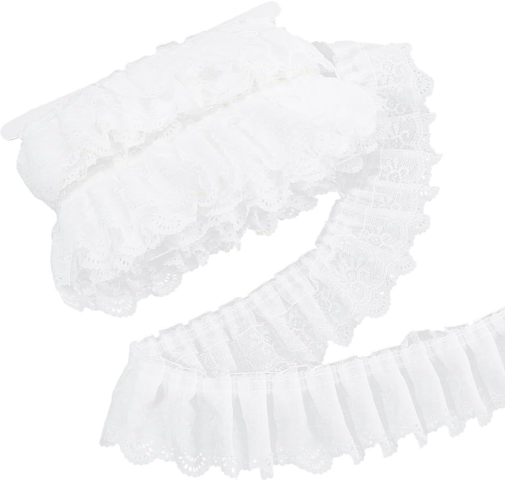 10Yards 3 Layer Pleated Organza Lace Trim 65mm Wide Gathered Voile Mesh ...