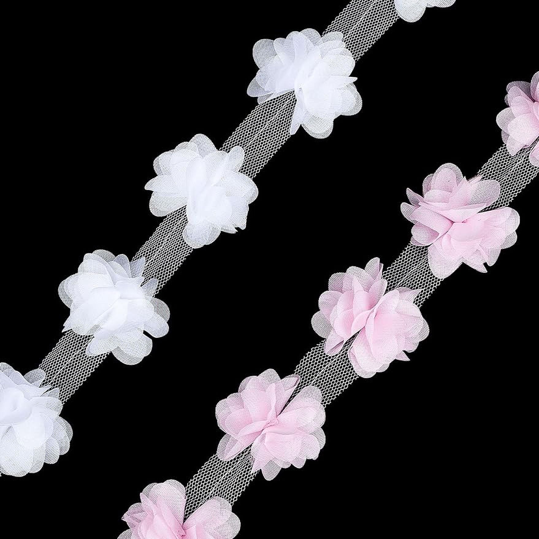 10 Yards 3D Flower Lace Trim 2-Layer Ruffle Flowers Embroidered Lace ...