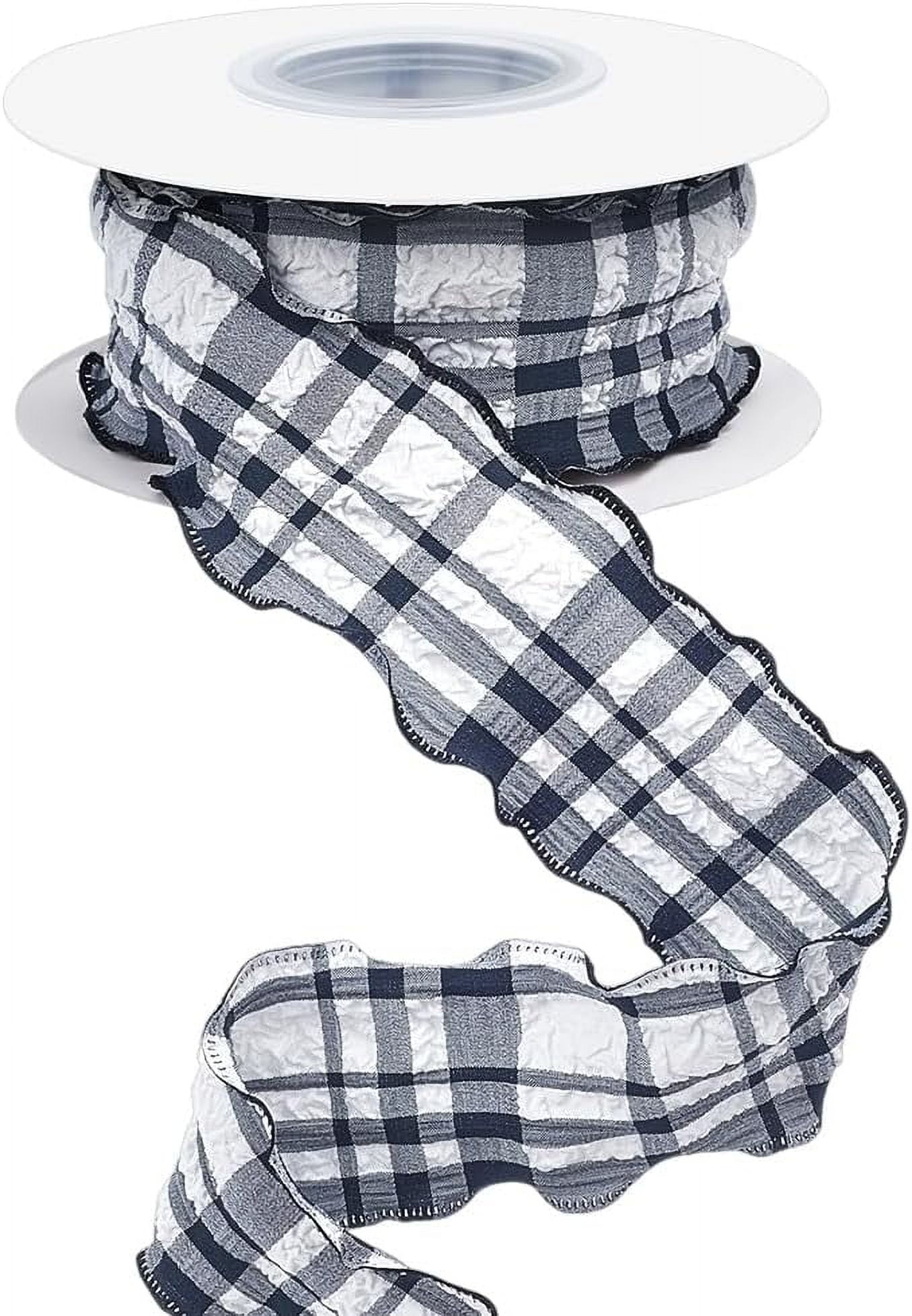 10 Yards 5/8 Inch Black Gingham Wired Ribbon Plaid Ribbon Gingham ...