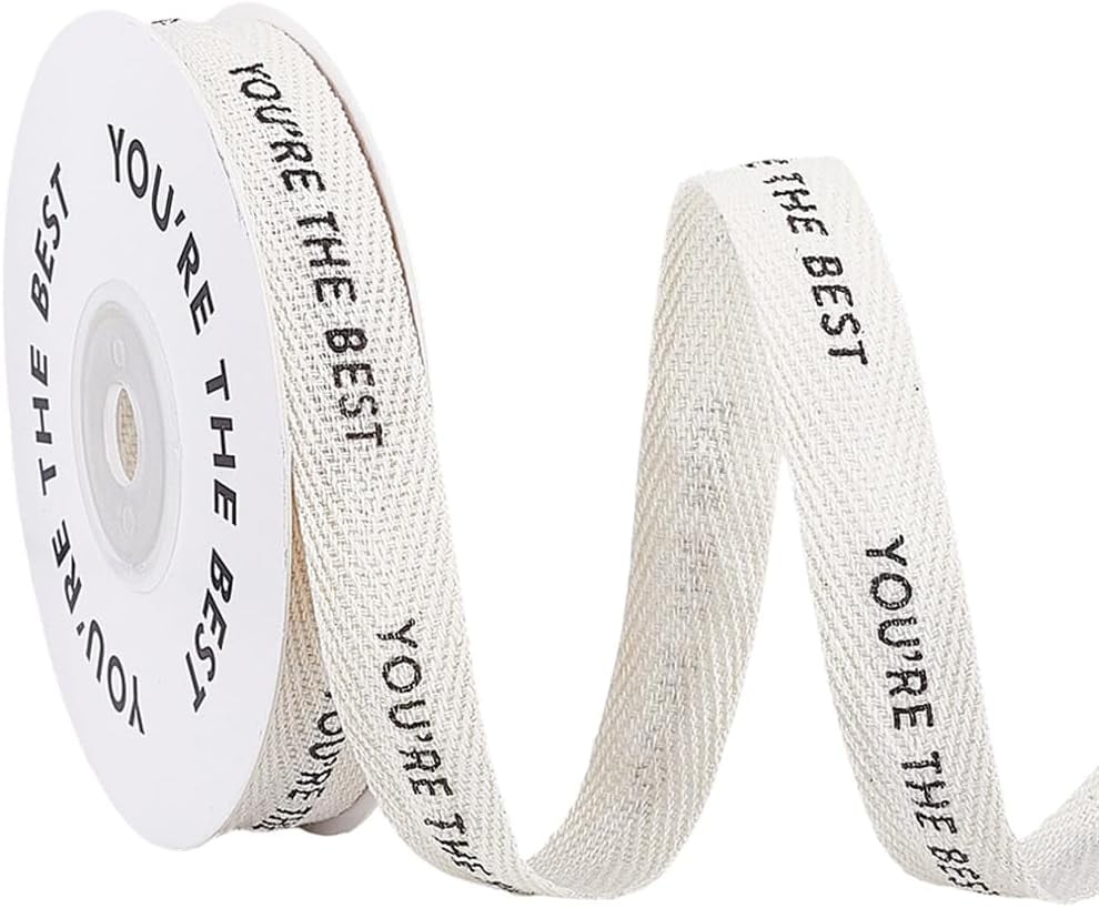 10 Yards 5/8 Inch White Cotton Straps Ribbons Black Printed Blessings ...