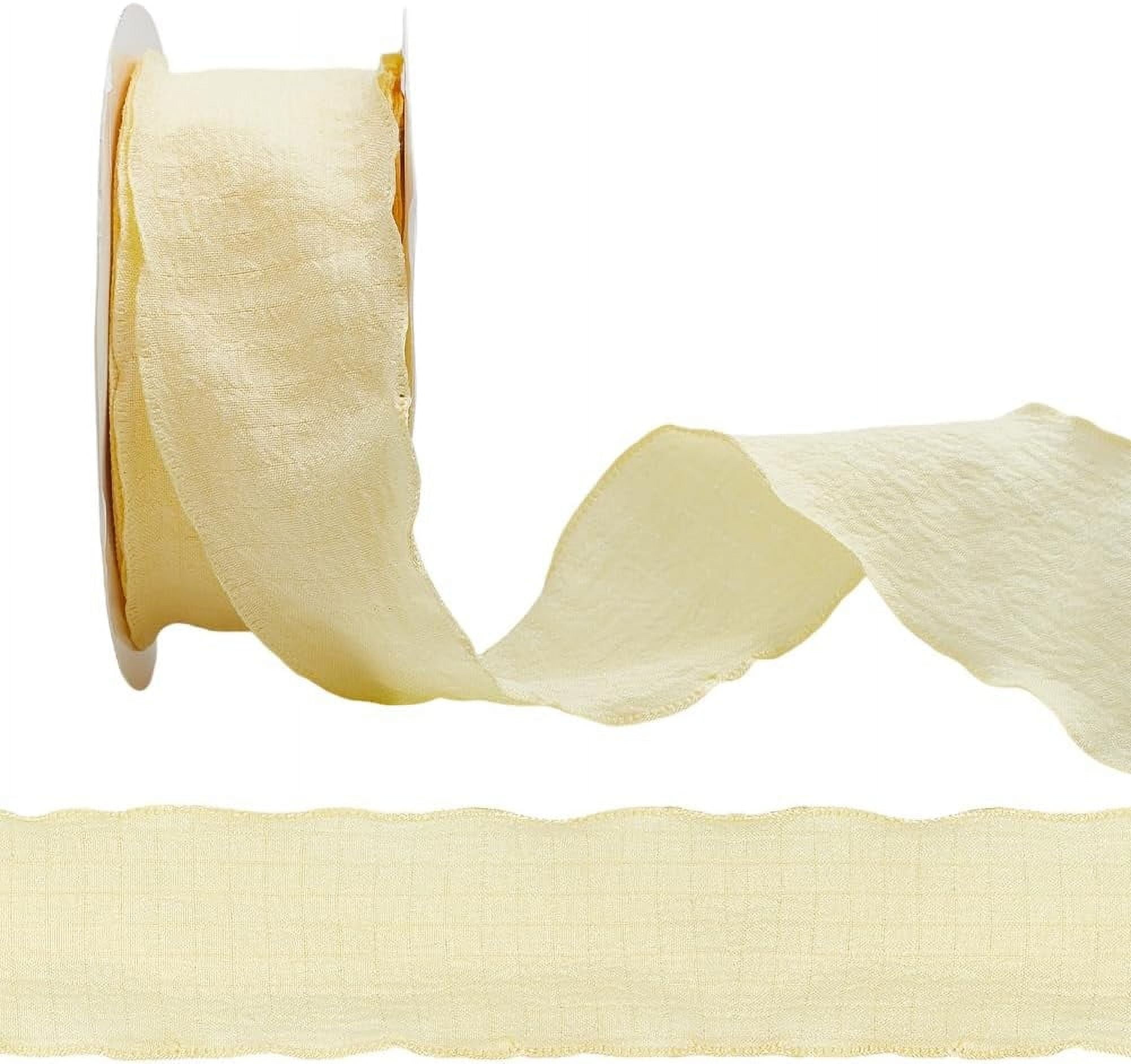 10 Yards 5/8 Inch Yellow Ruffle Fabric Trim Double Ruffled Edge Ribbon ...