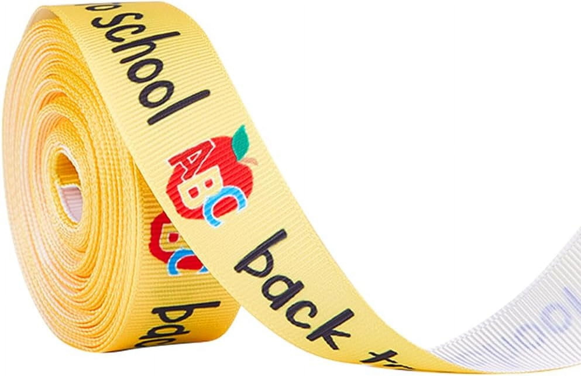10 Yards 7/8 Inch Back to School Grosgrain Ribbon Gold Yellow ABC ...