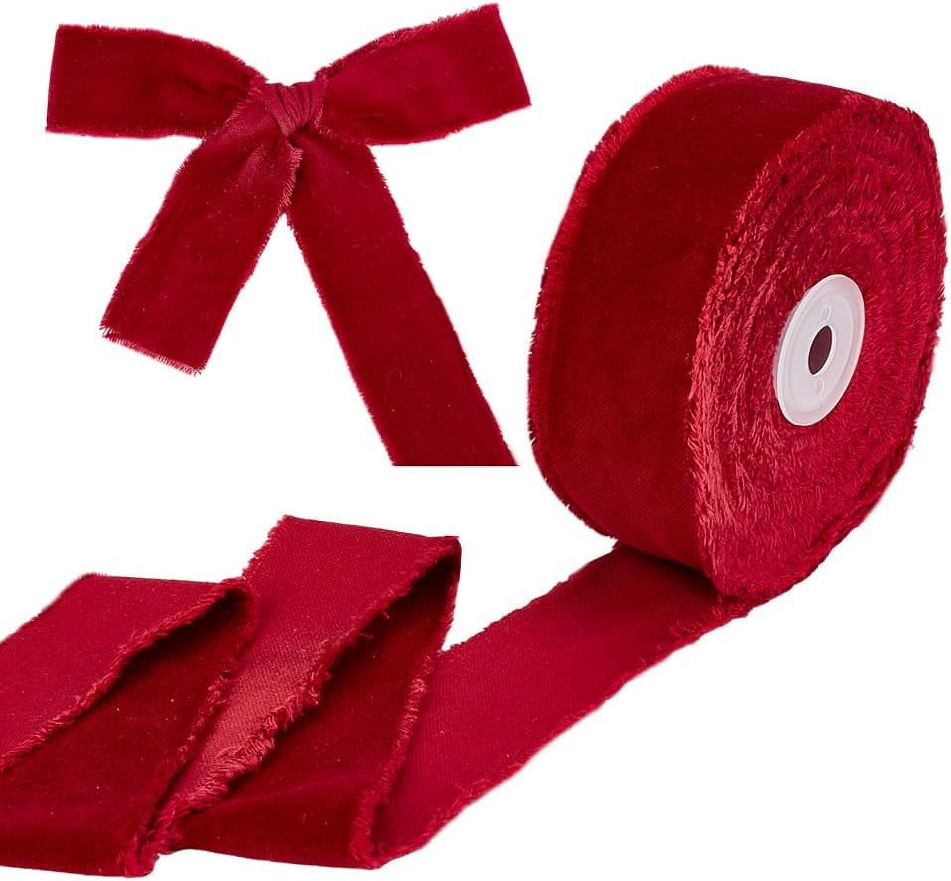 10 Yards/9.1m Dark Red Velvet Ribbon 1.5 inch Wide Fringe Velvet Ribbon ...