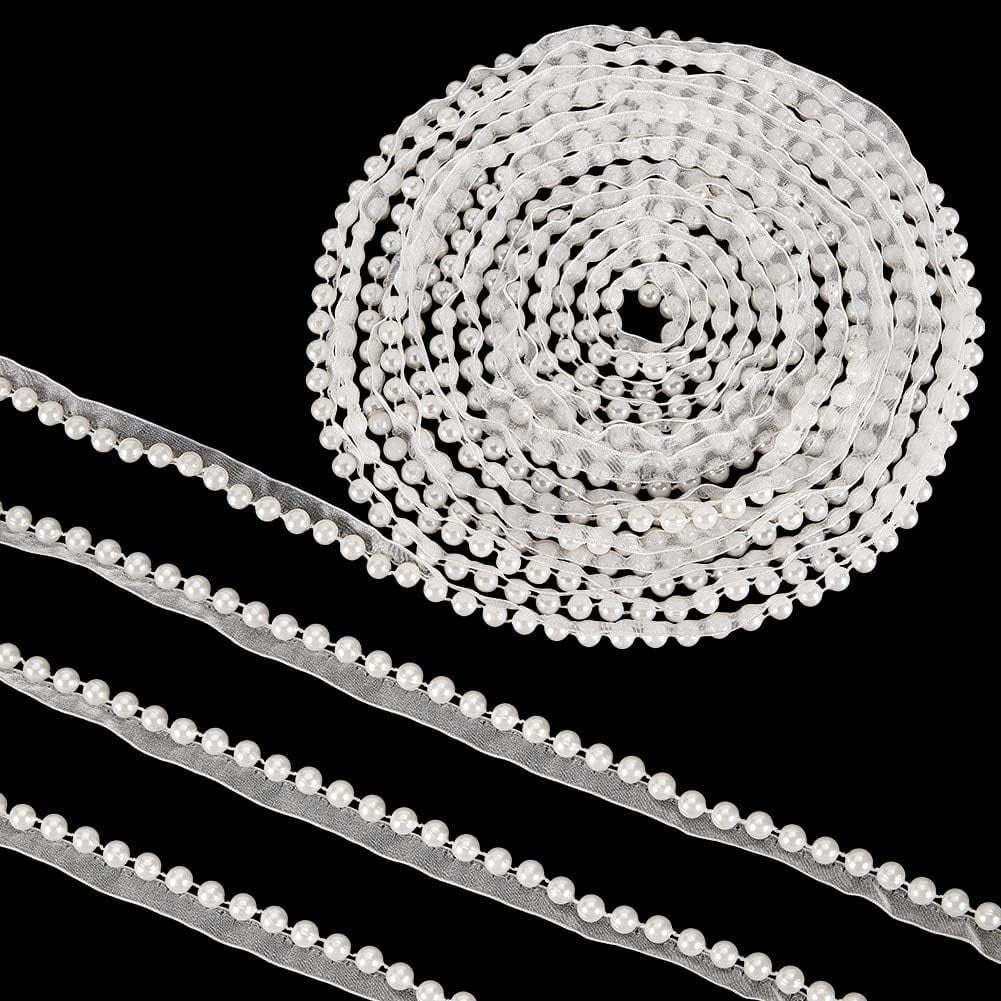 10 Yards Beaded Pearl Trimming Lace Ribbon 14mm White Pearl Lace Trim ...