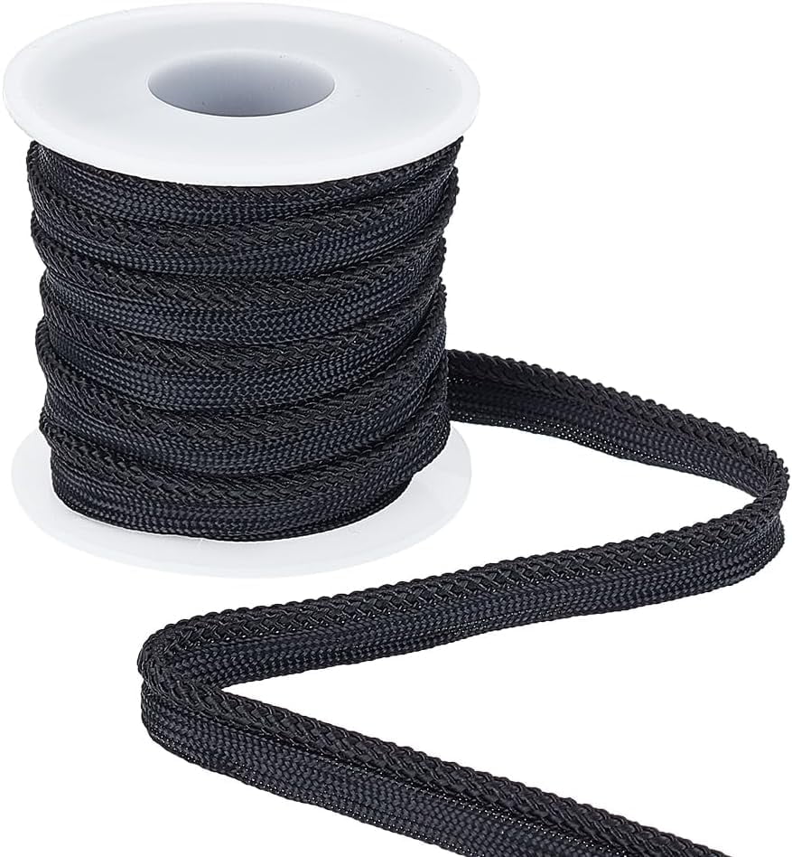 10 Yards Black Cord-Edge Piping Trim 3/8 inch Wide Flat Twisted Lip ...